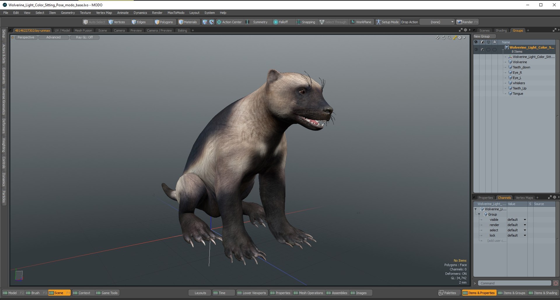 Wolverine Light Color Sitting Pose model - TurboSquid 2130576