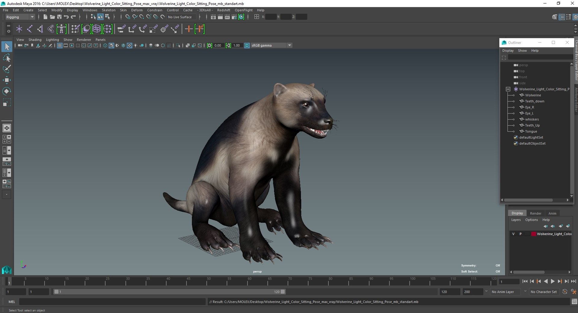 Wolverine Light Color Sitting Pose model - TurboSquid 2130576