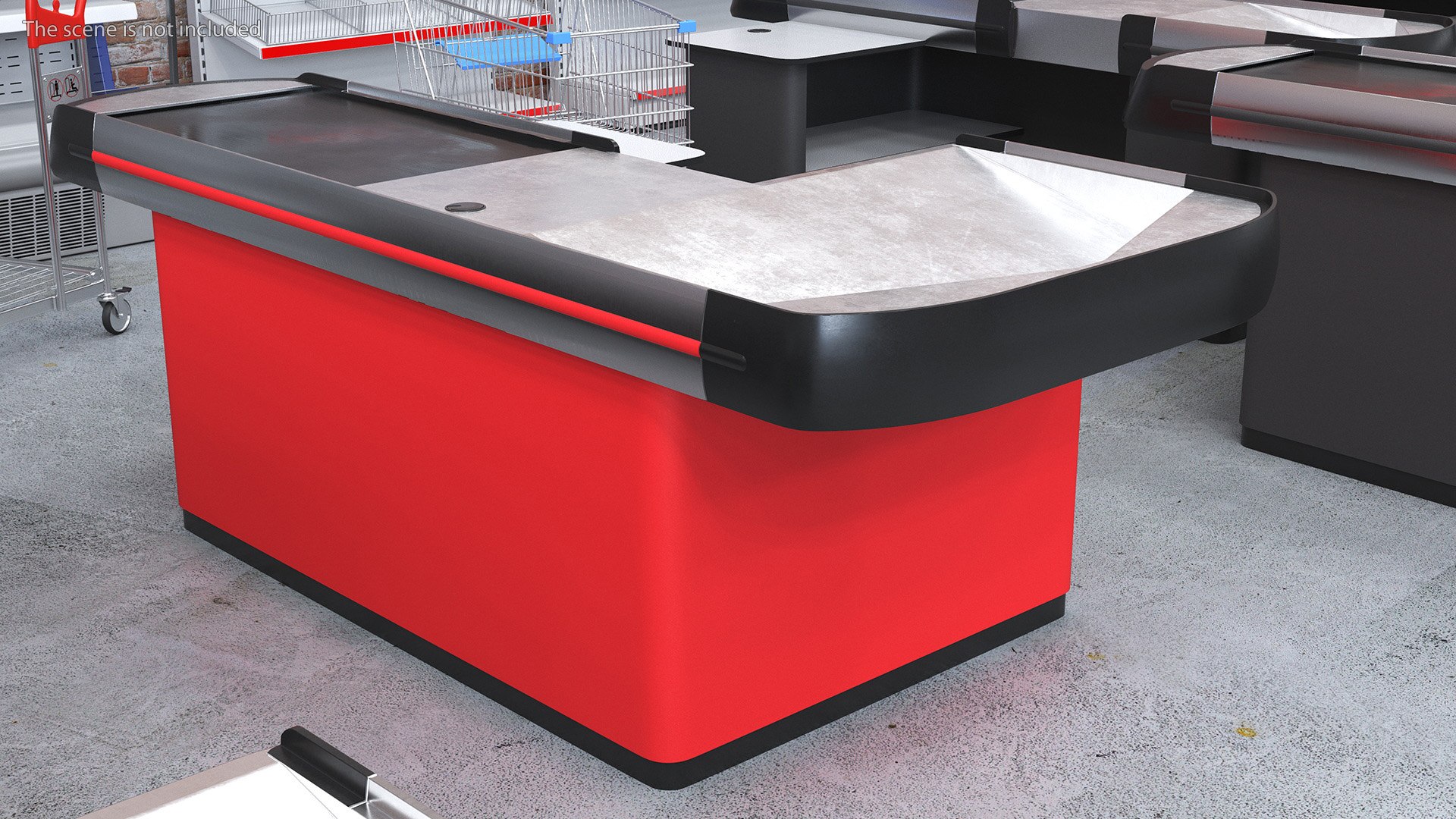 3D Large Supermarket Checkout Counter Red - TurboSquid 2179095