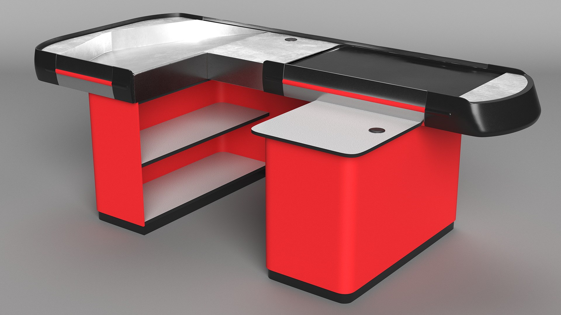 3D Large Supermarket Checkout Counter Red - TurboSquid 2179095