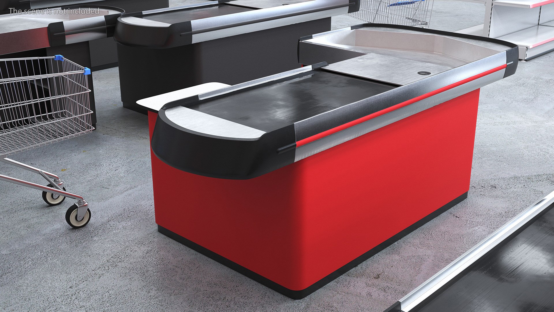 3D Large Supermarket Checkout Counter Red - TurboSquid 2179095