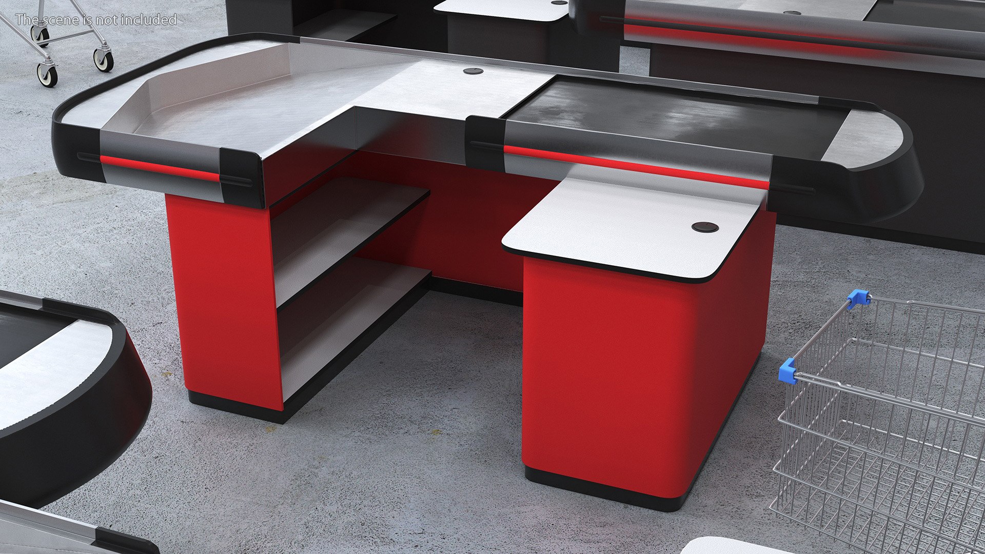 3D Large Supermarket Checkout Counter Red - TurboSquid 2179095