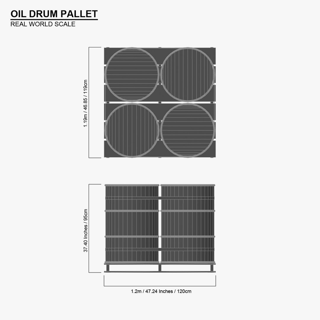 Oil Drum Pallet 3d Obj