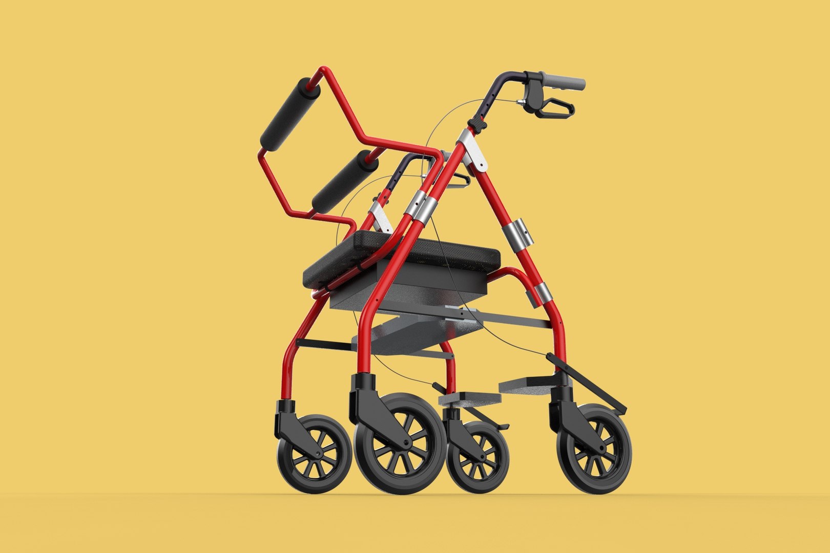 ROLLATOR ROLLING WHEELED WALKER FOLDABLE WALKING FRAME SEAT AID Model ...