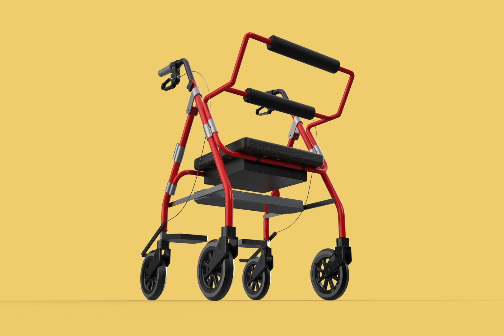 ROLLATOR ROLLING WHEELED WALKER FOLDABLE WALKING FRAME SEAT AID Model ...