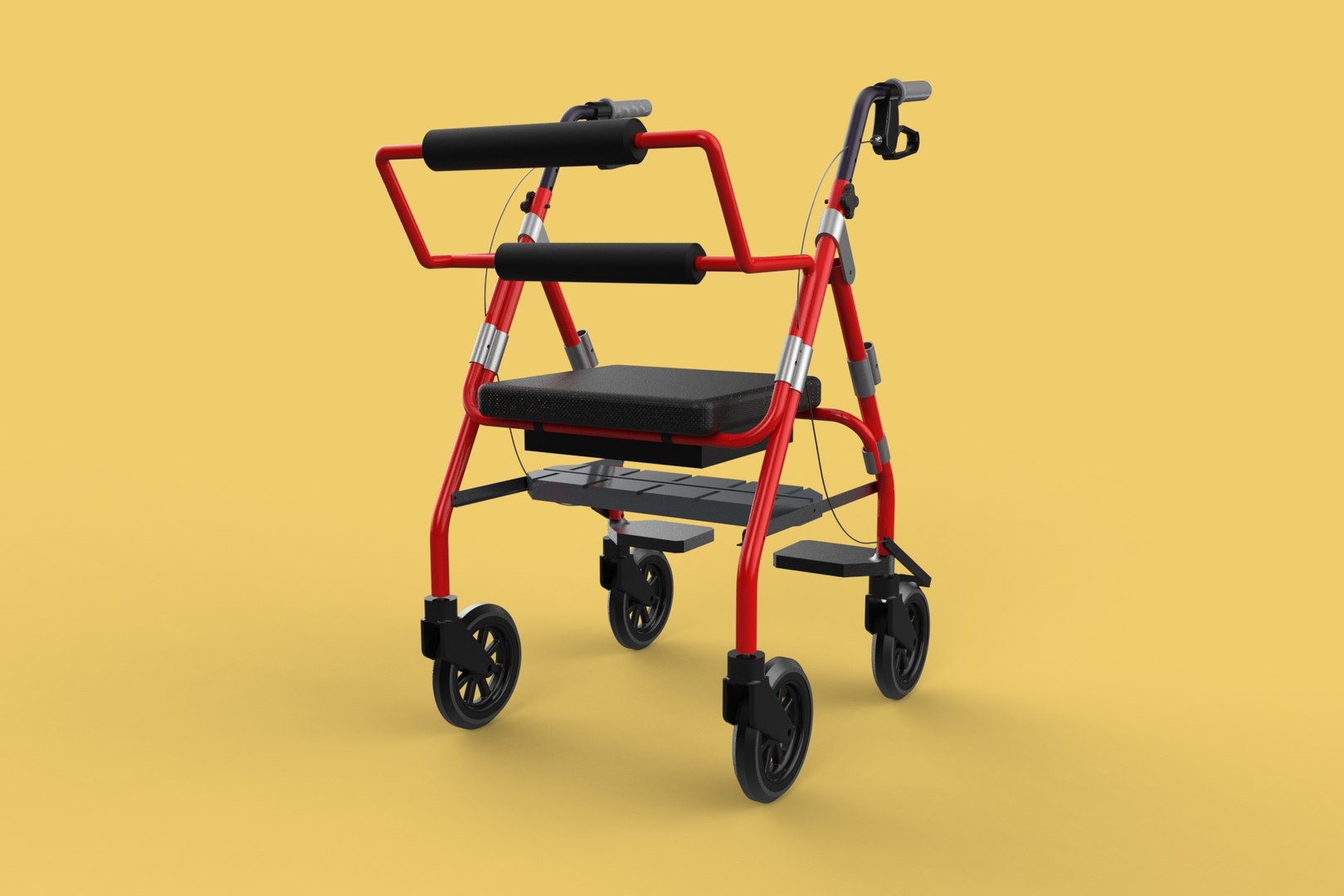 ROLLATOR ROLLING WHEELED WALKER FOLDABLE WALKING FRAME SEAT AID Model ...
