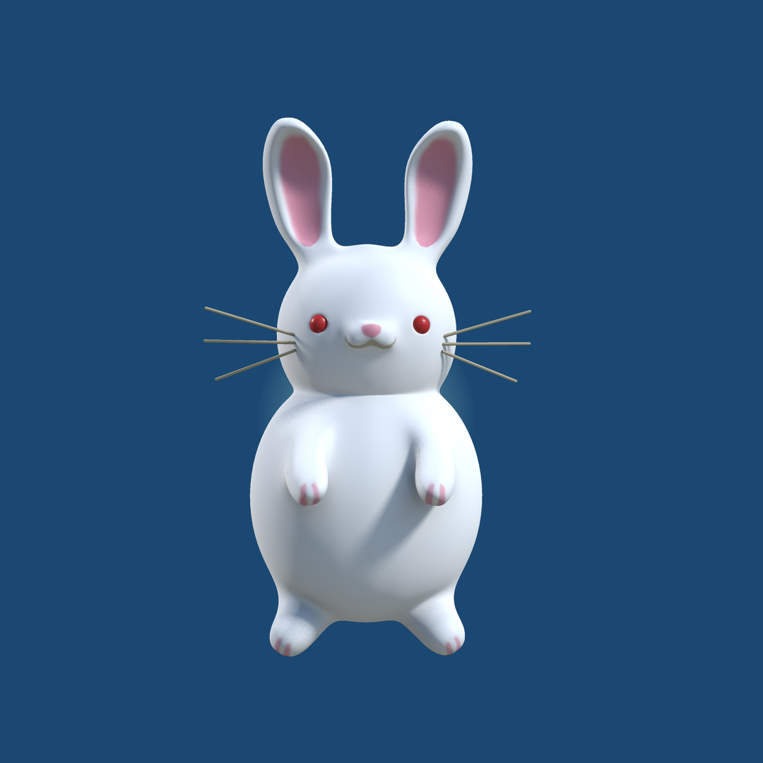 White Rabbit Cartoon Rigged Character Obj