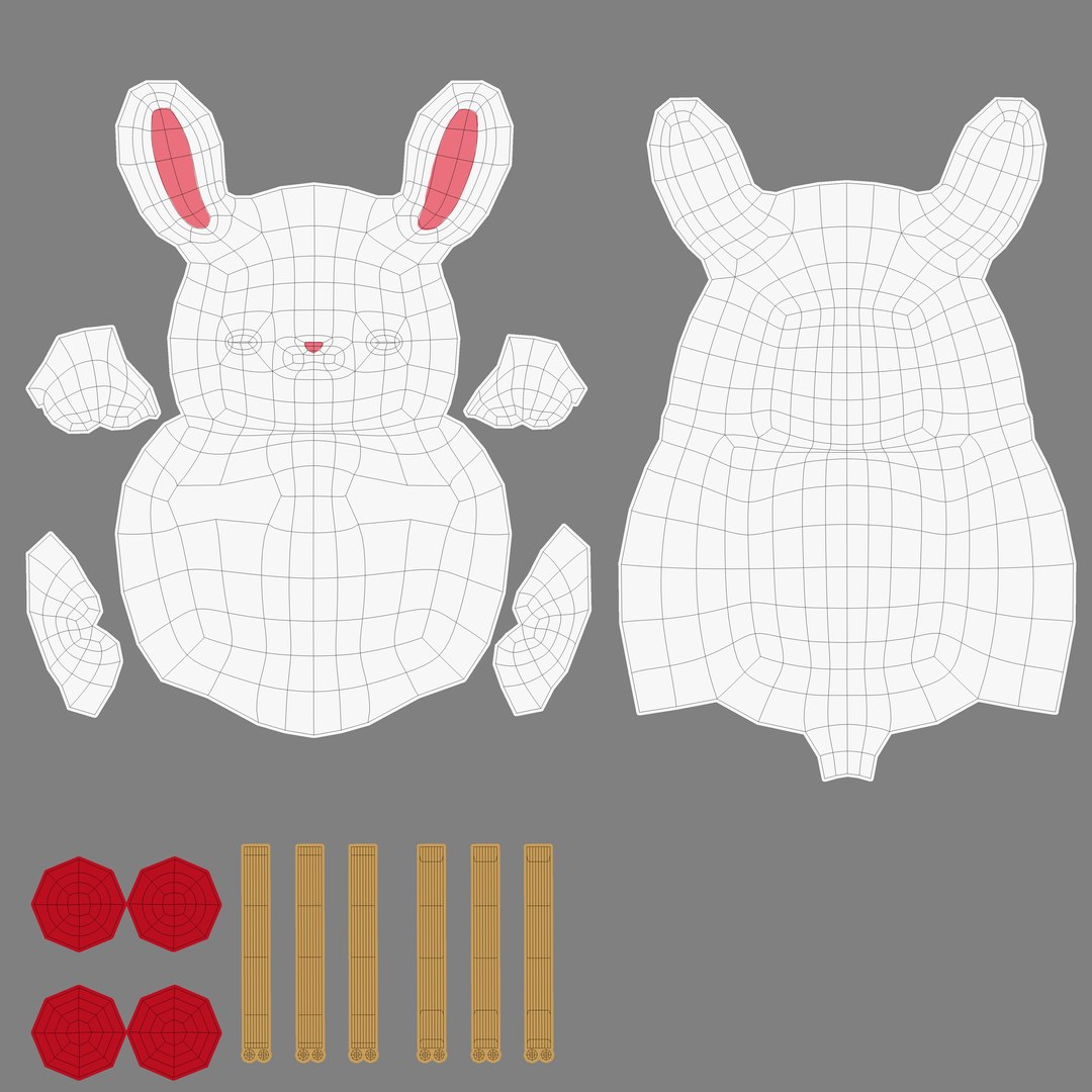 White Rabbit Cartoon Rigged Character Obj