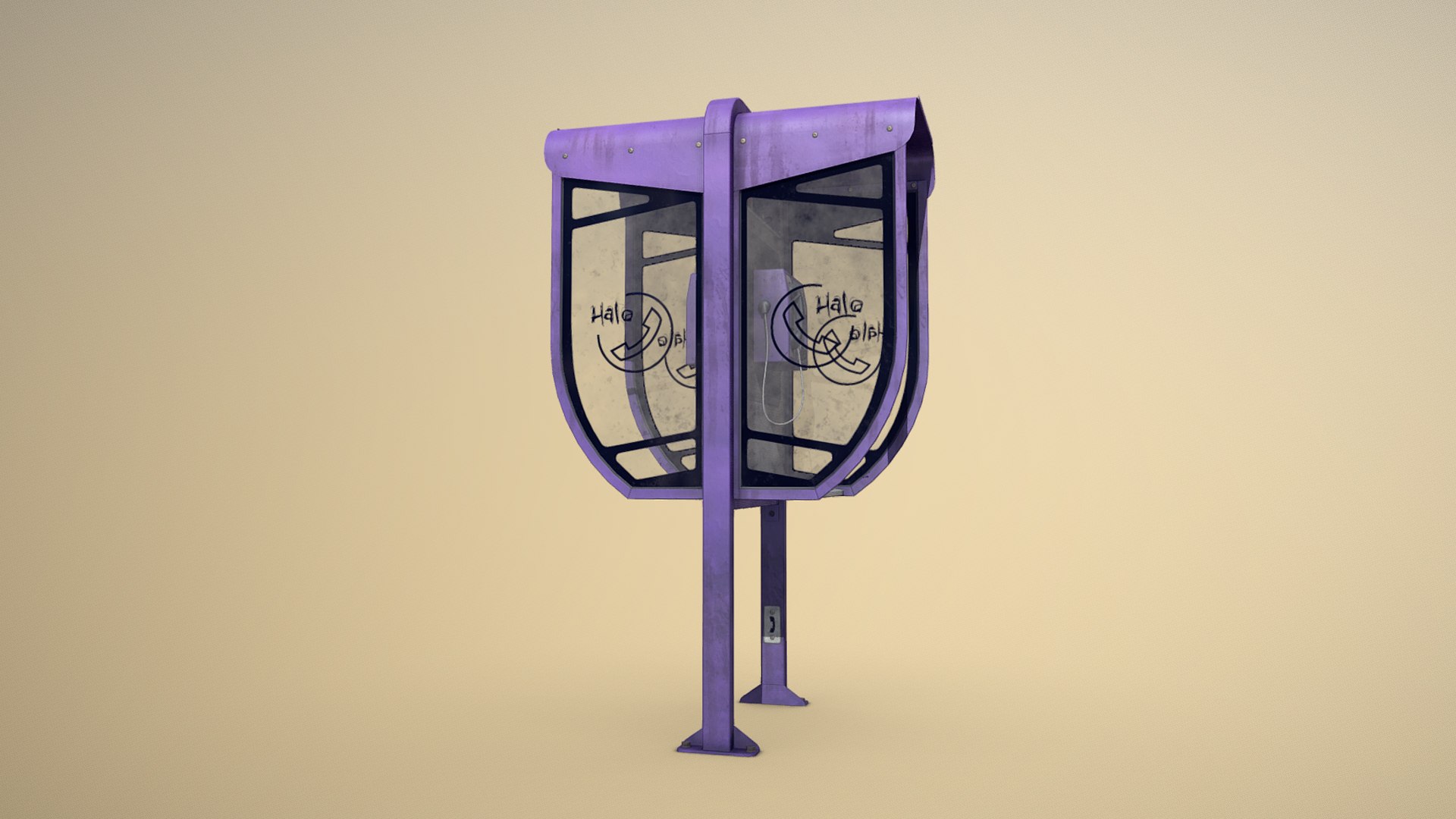 3D NoviSad PhoneBooth Double VIOLET - TurboSquid 2058906