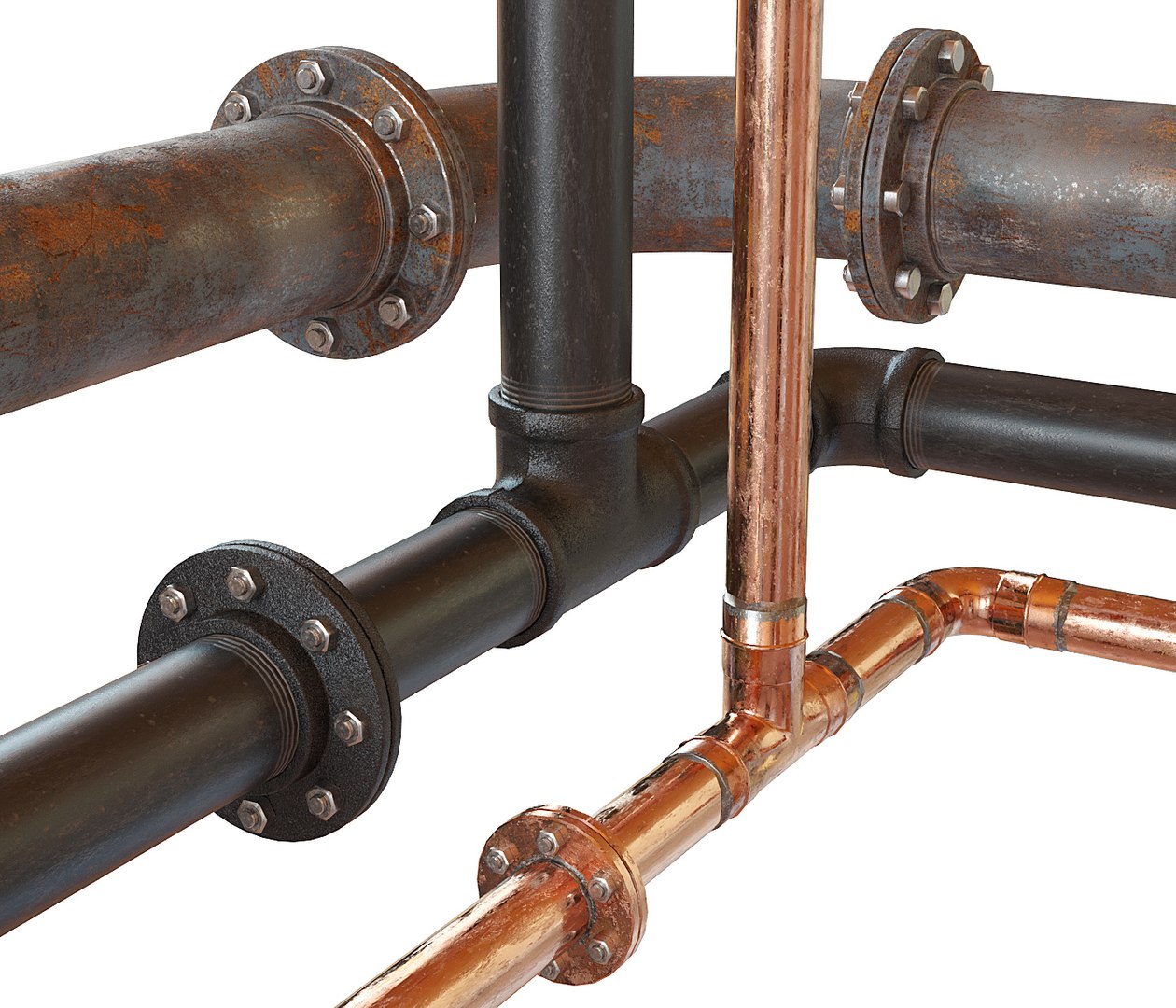 Pipes Copper Metal 3D Model - TurboSquid 1320088