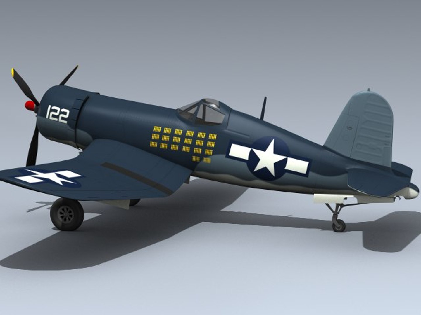Wwii F4u-1a Corsair Vmf-111 3d Model
