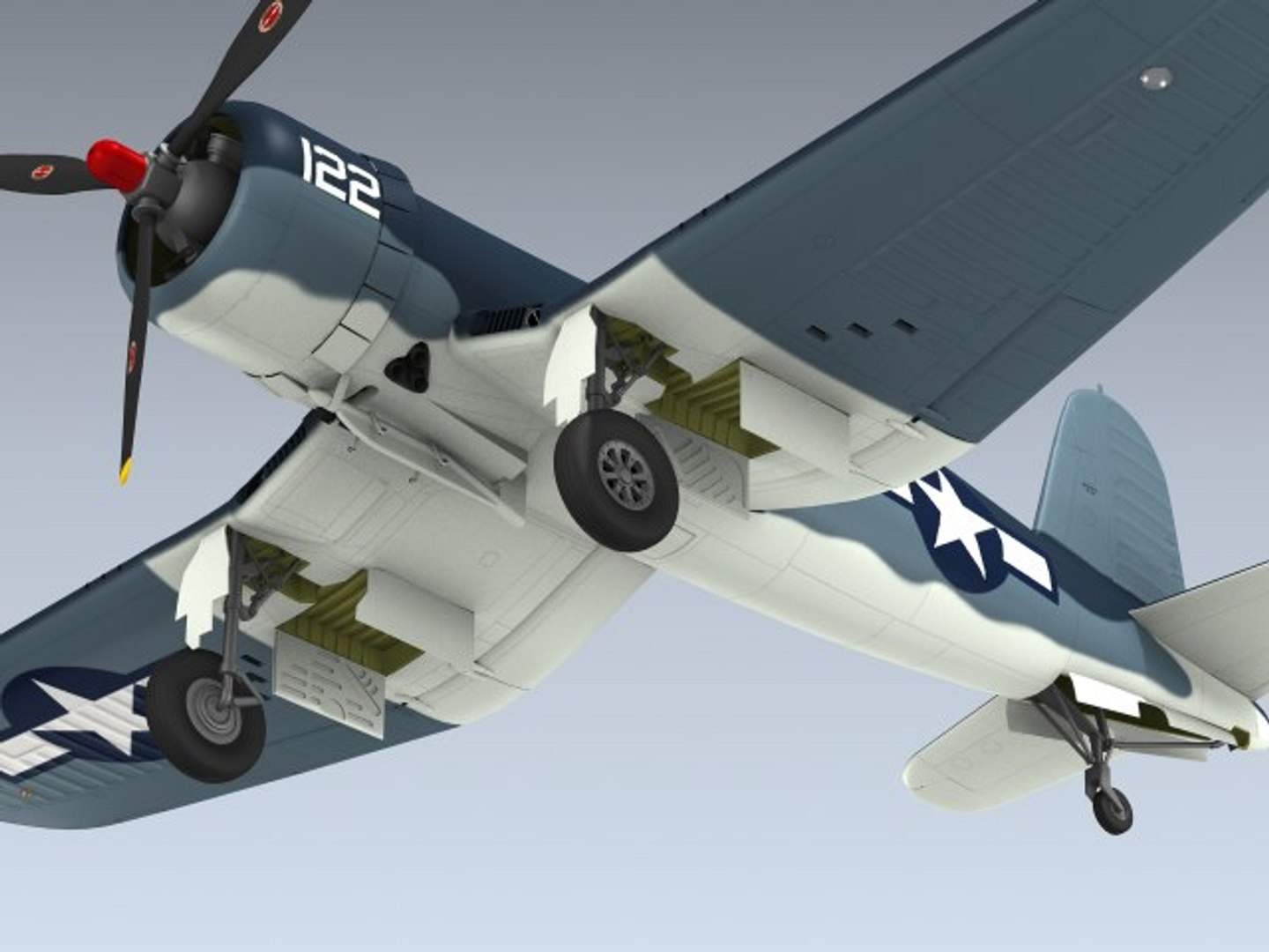 Wwii F4u-1a Corsair Vmf-111 3d Model