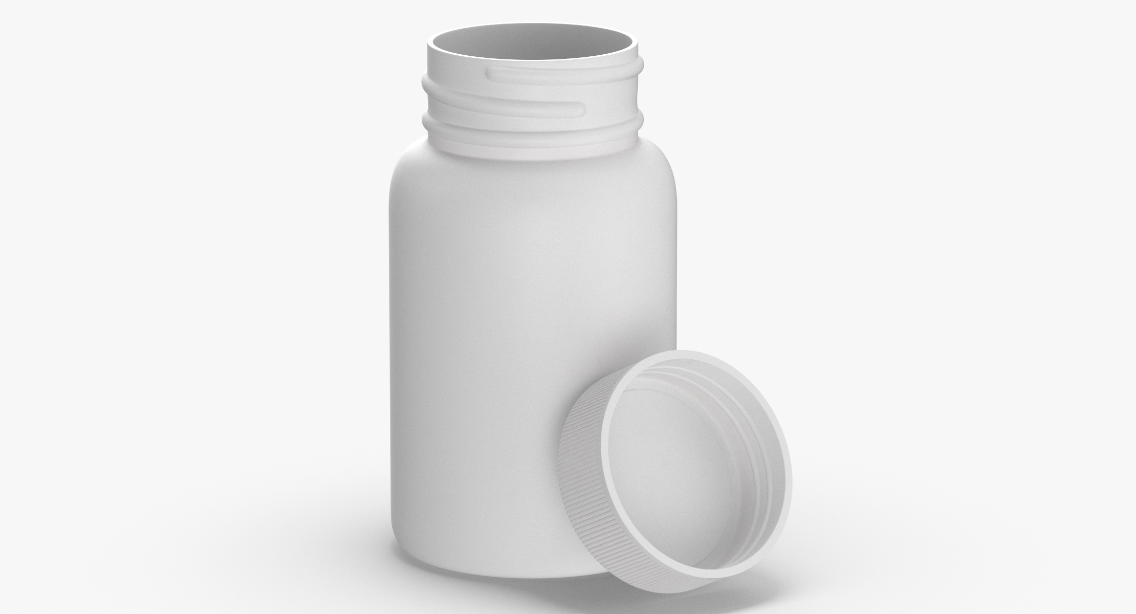 Modello 3D Flacone in plastica Pharma Round 60ml Aperto 02(1 ...