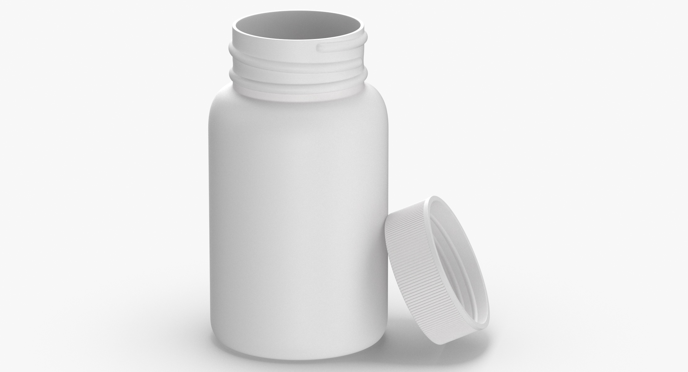 Modello 3D Flacone in plastica Pharma Round 60ml Aperto 02(1 ...