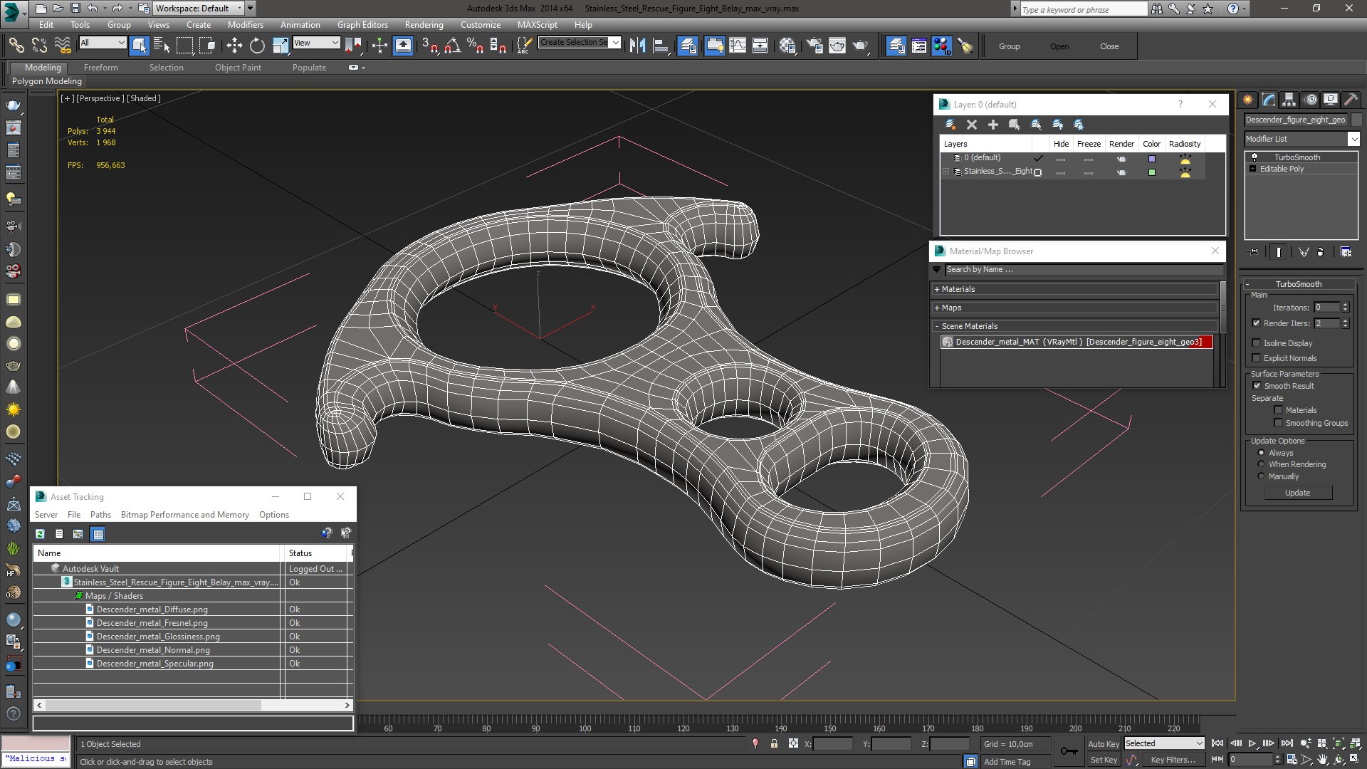 3D Stainless Steel Rescue Figure Eight Belay - TurboSquid 2191639