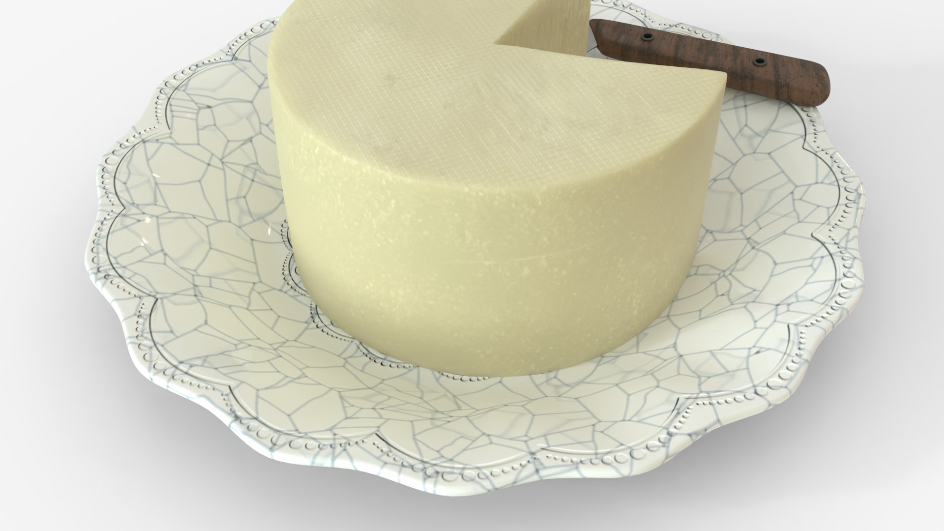 3D Chopped Minas Cheese With Knife On Plate Model - TurboSquid 2226581