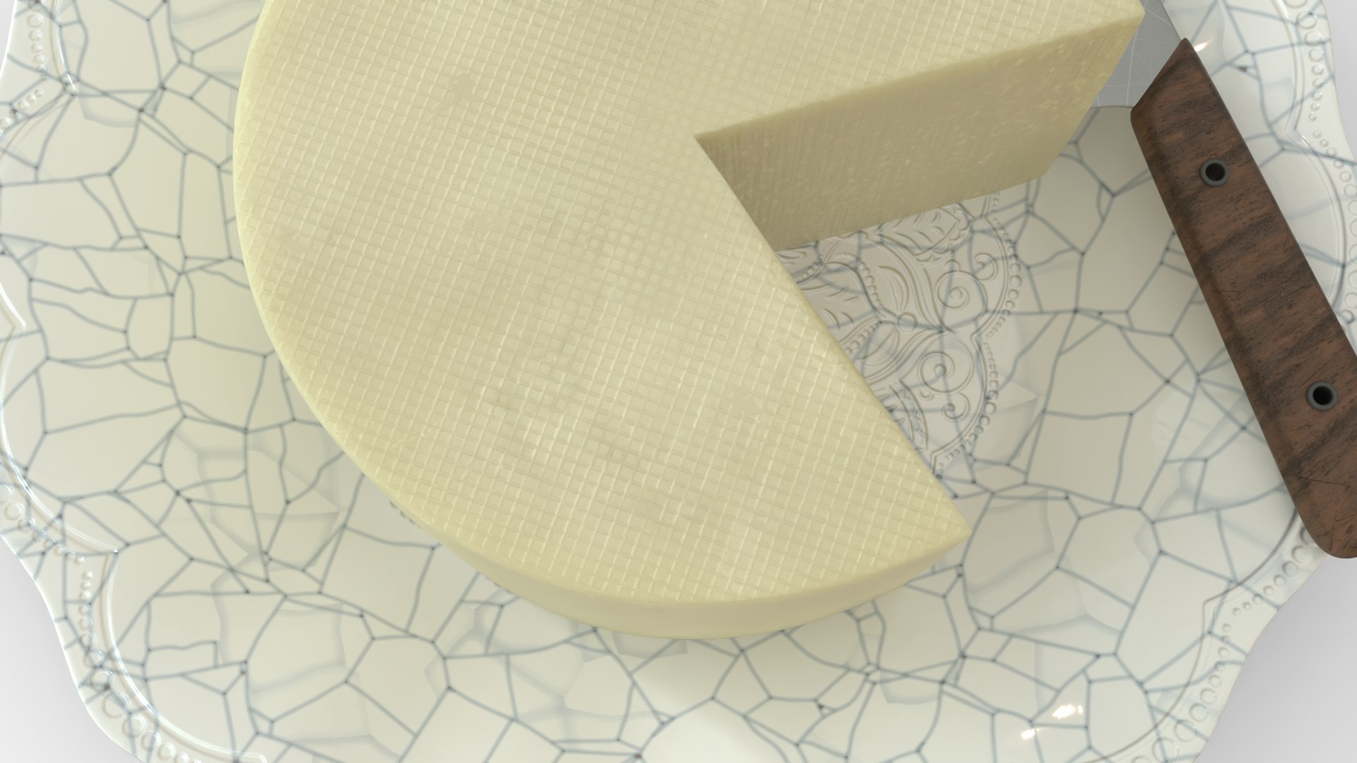 3D Chopped Minas Cheese With Knife On Plate Model - TurboSquid 2226581