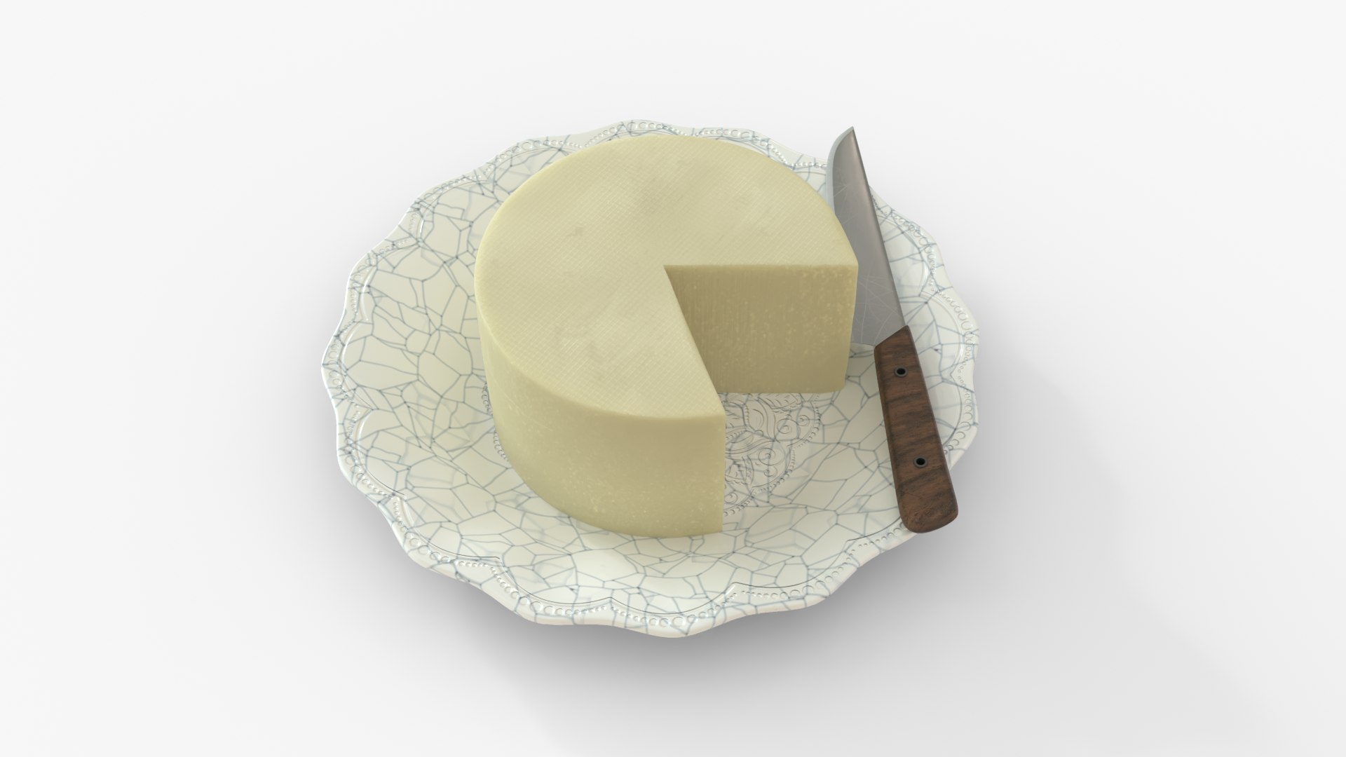 3D Chopped Minas Cheese With Knife On Plate Model - TurboSquid 2226581