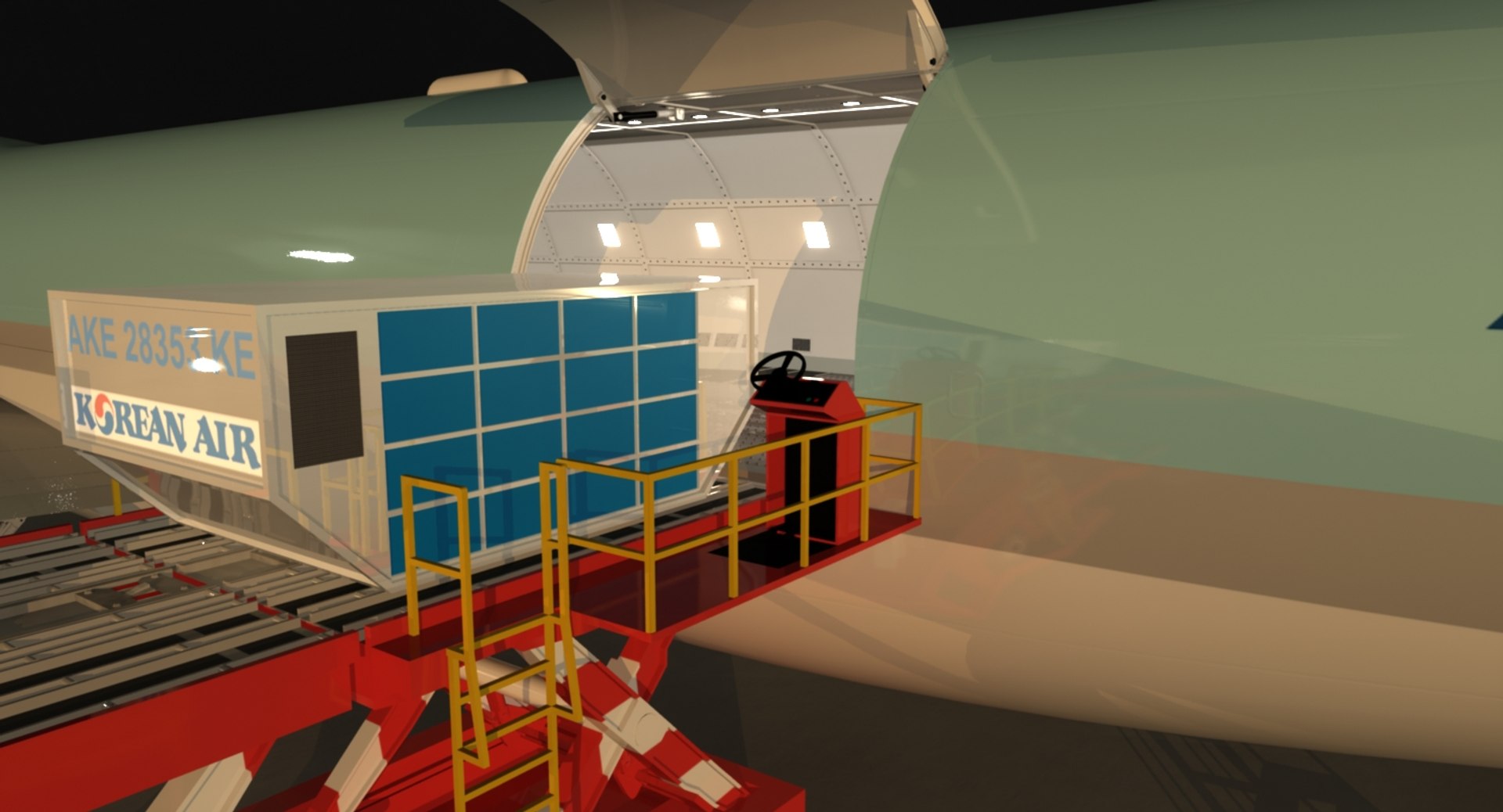 Scene Loading Operation Boeing 747-400 3d Max