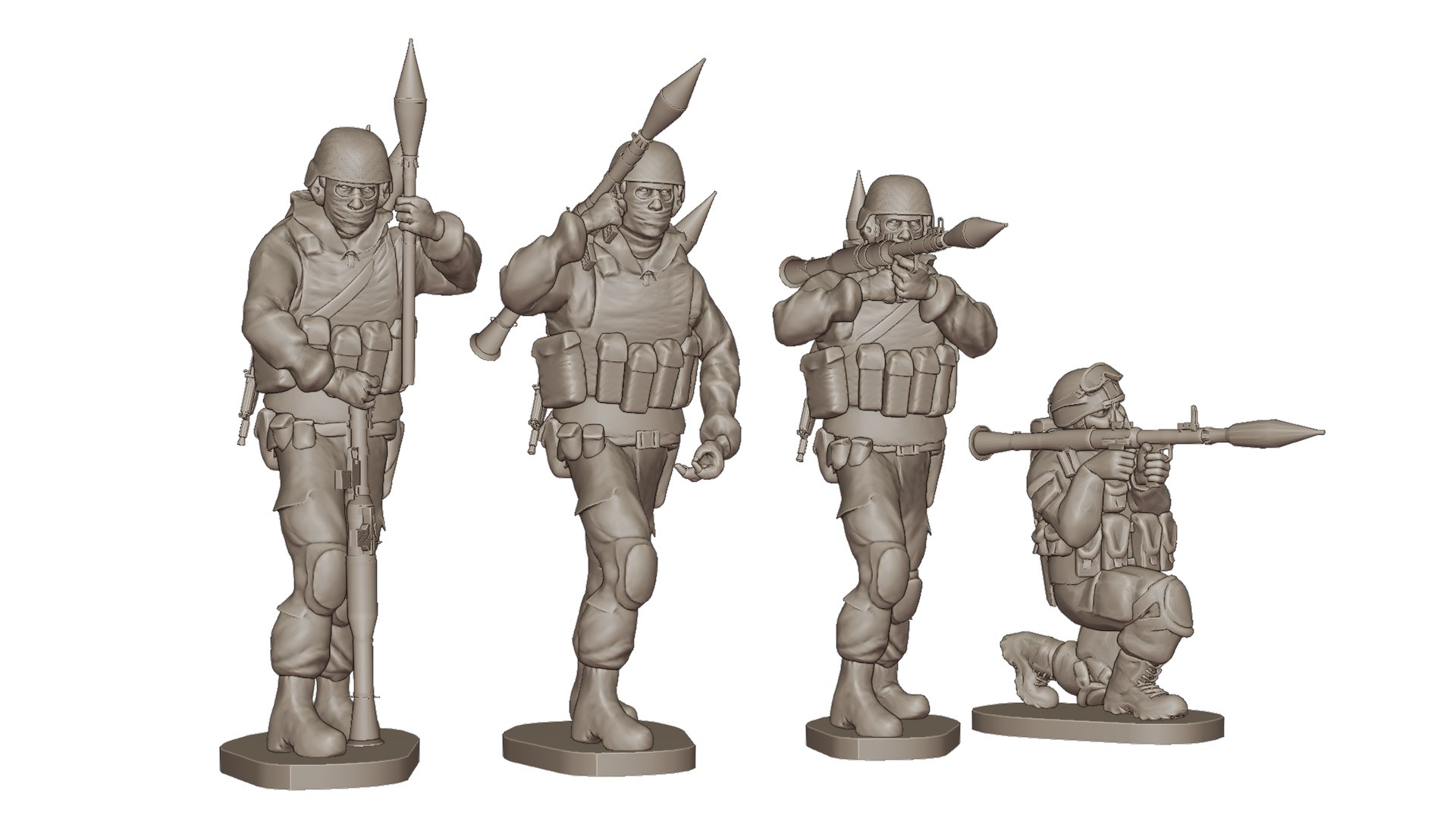 3D Set Of Soldiers In Different Poses Grenade Launchers - TurboSquid ...