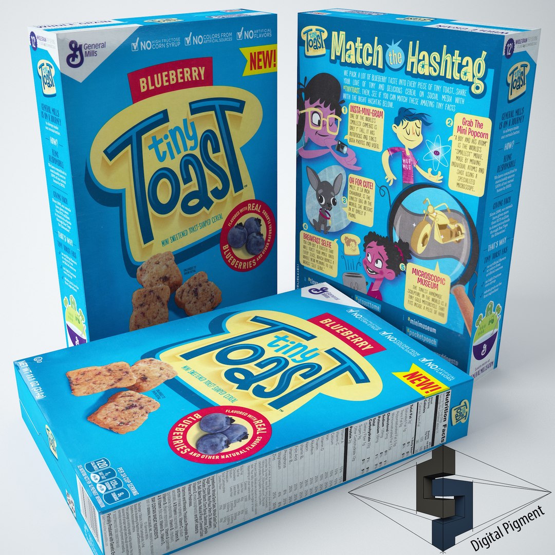 3d Model Tiny Toast Blueberry Cereal Box