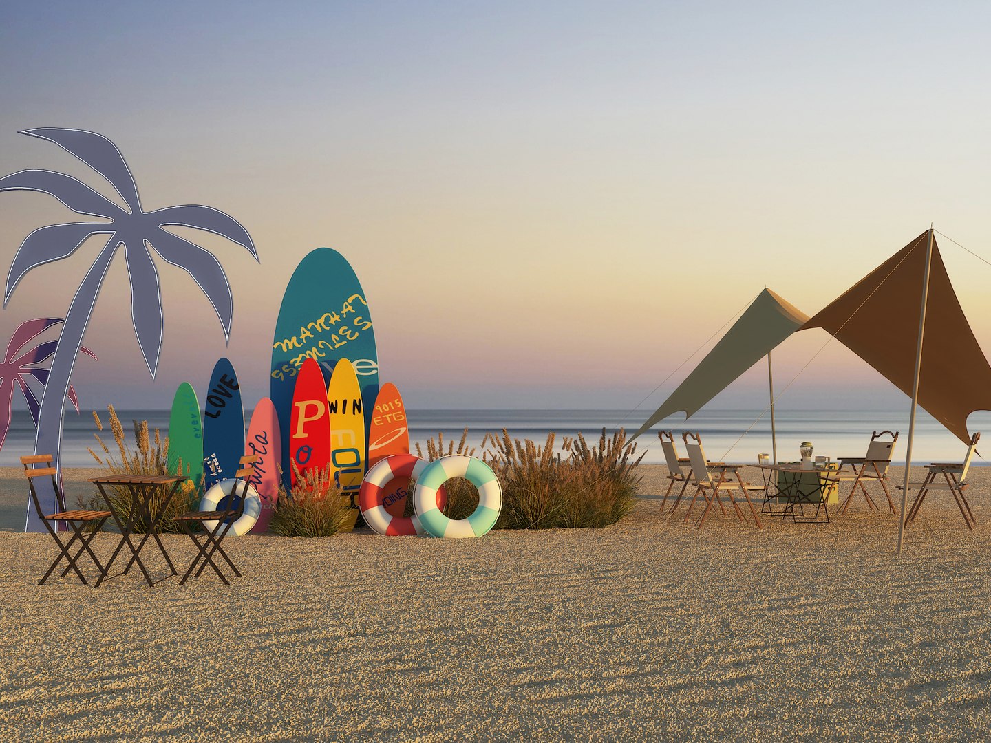 3D Model Modern Surfboard Display Beach Check-in Coastal Vacation ...