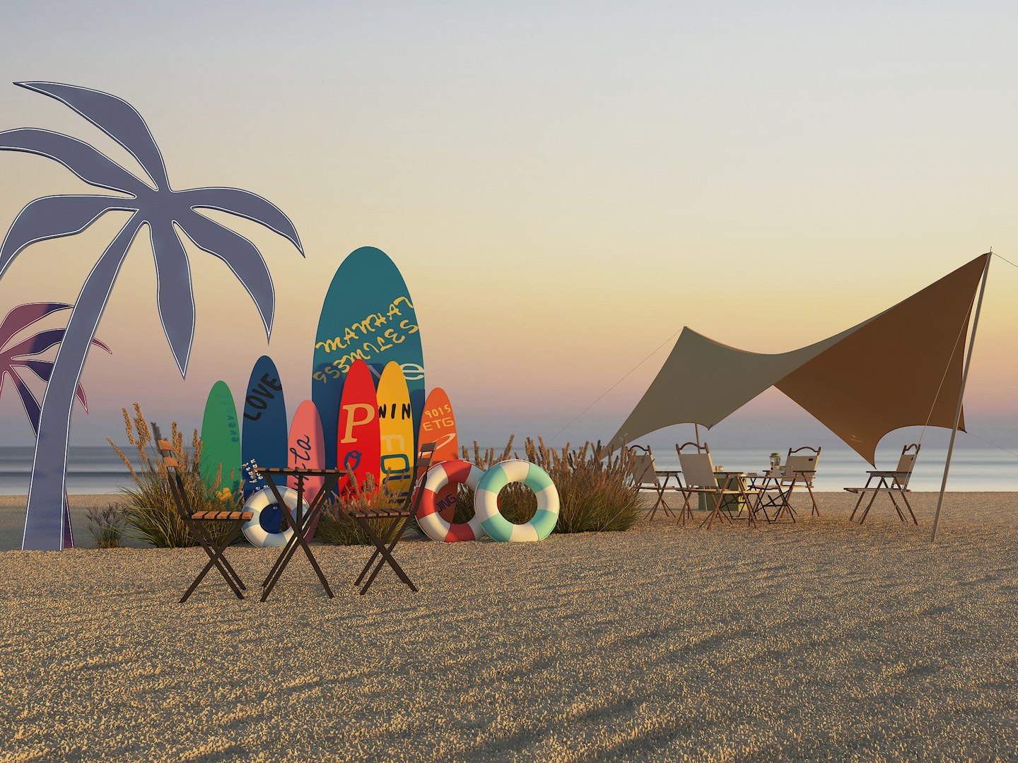 3D Model Modern Surfboard Display Beach Check-in Coastal Vacation ...