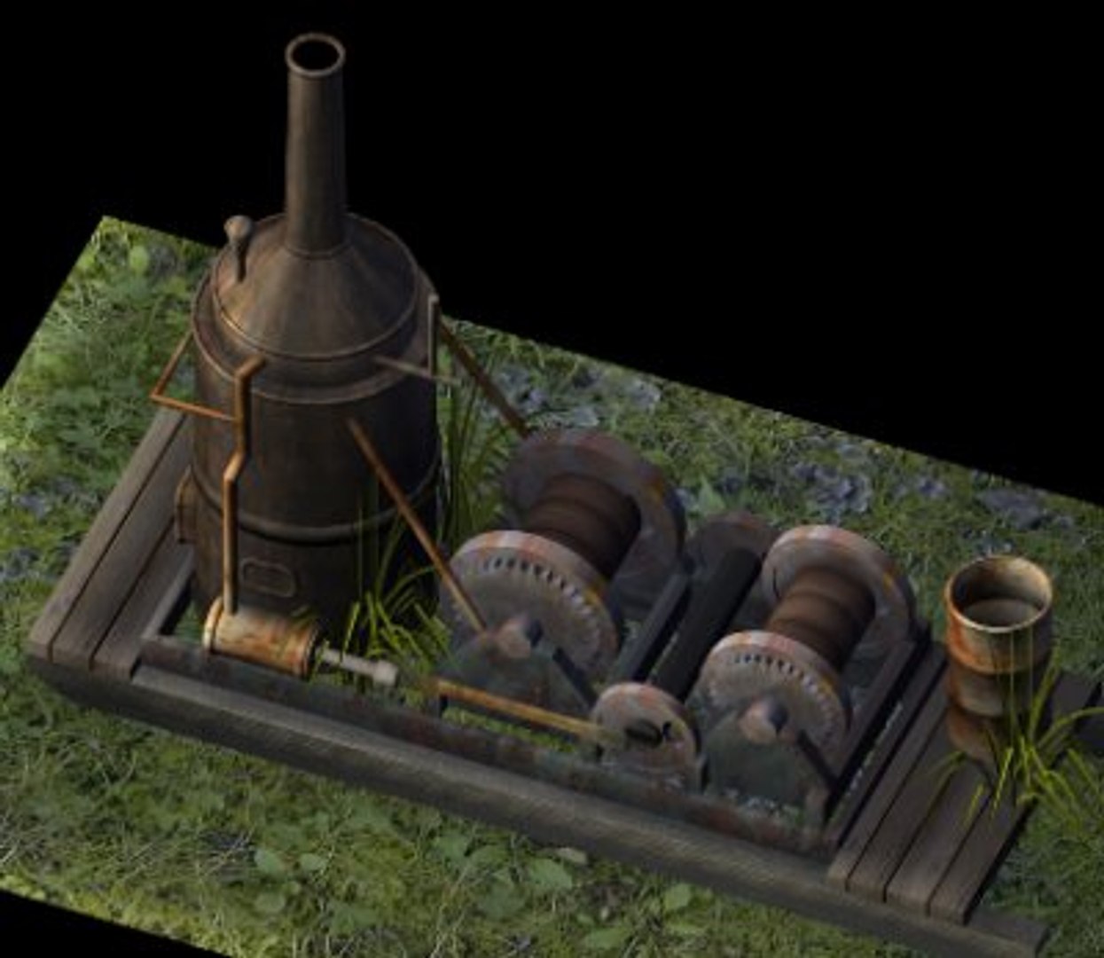 Rustic Donkey Engine 3d Model