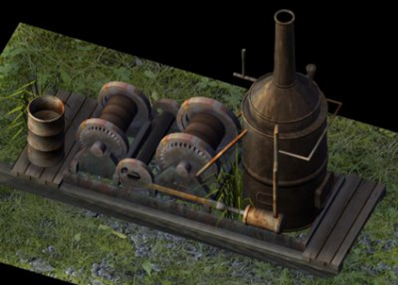 Rustic Donkey Engine 3d Model