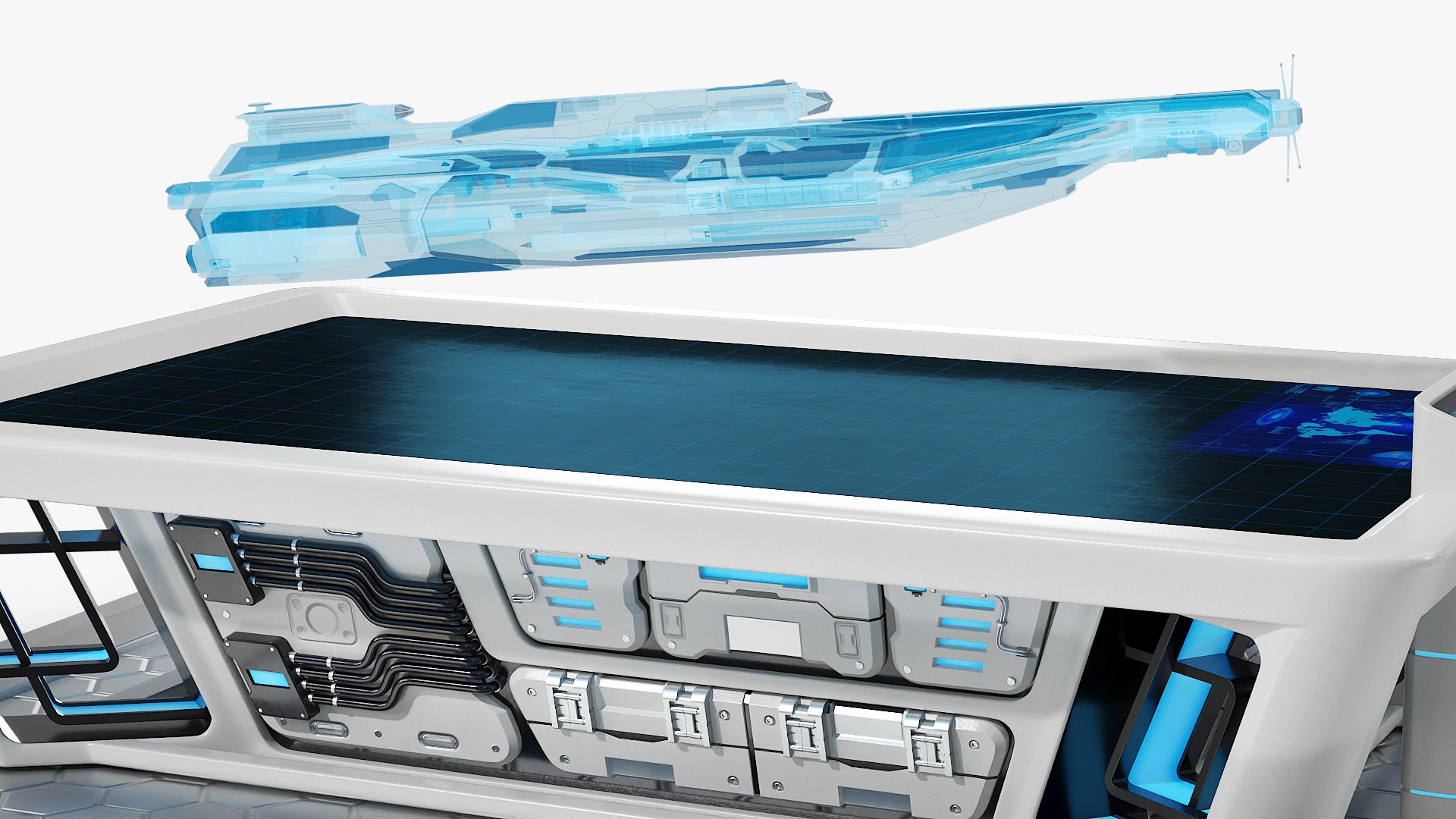 3D Holographic Table With Spaceship Hologram - TurboSquid 2415893
