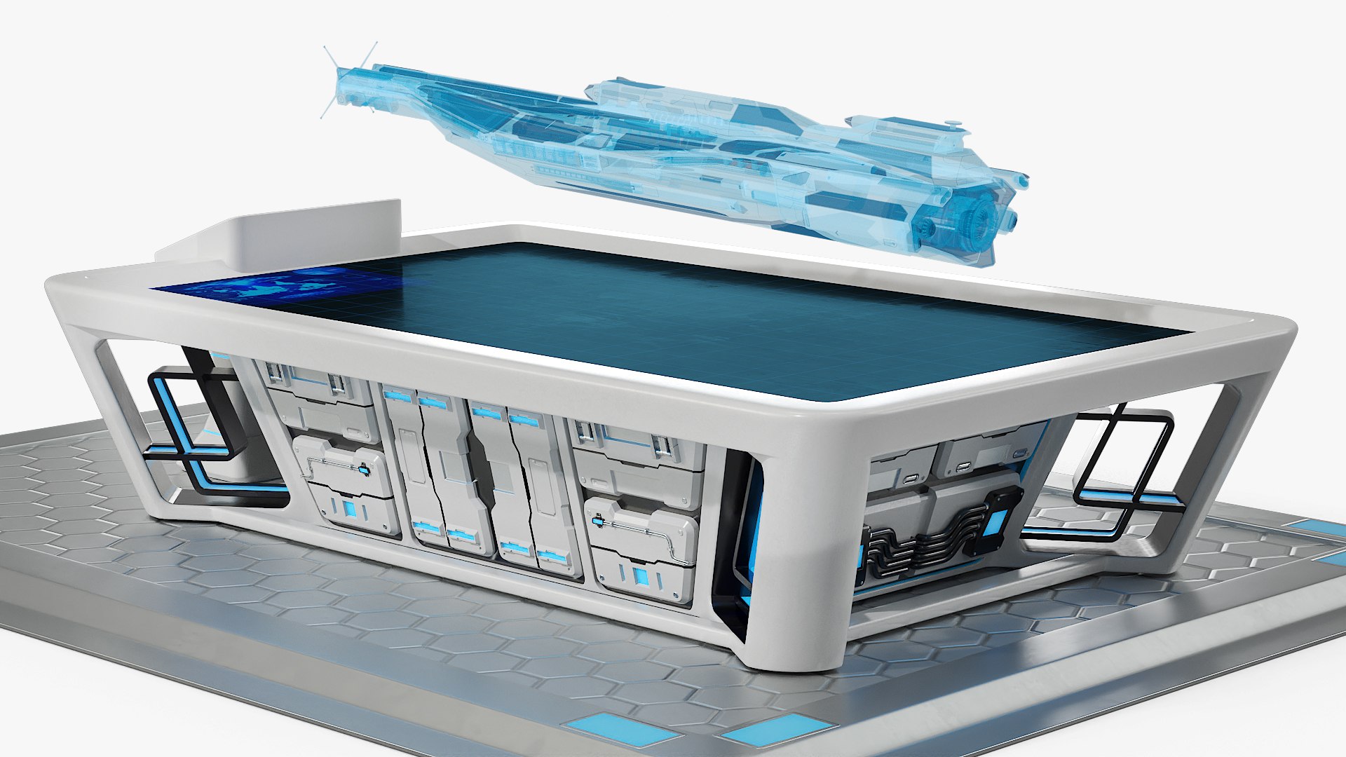 3D Holographic Table With Spaceship Hologram - TurboSquid 2415893