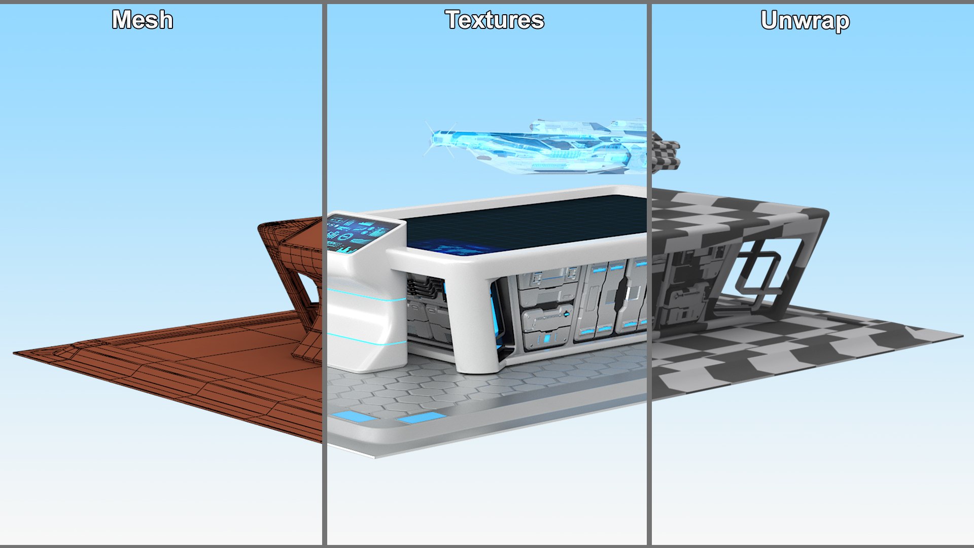 3D Holographic Table With Spaceship Hologram - TurboSquid 2415893