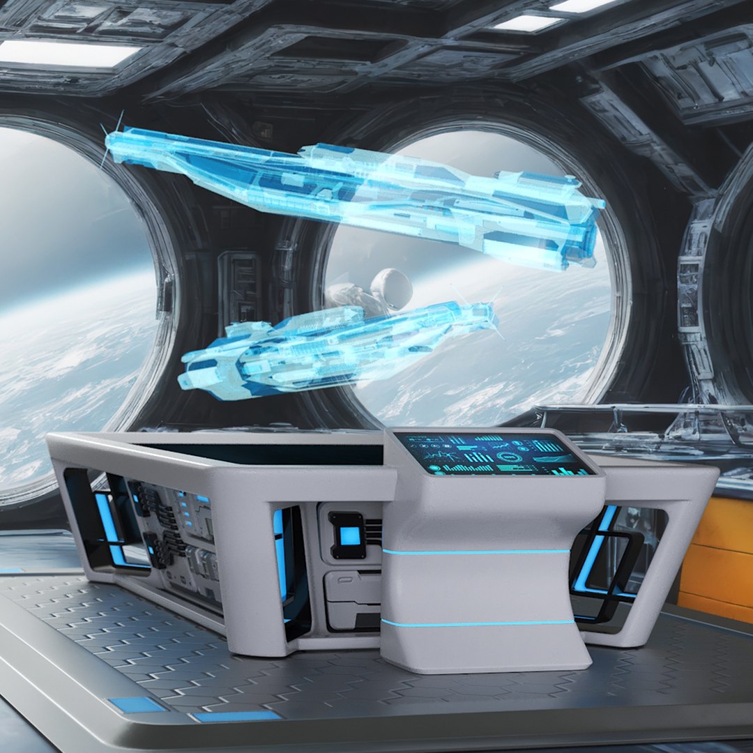 3D Holographic Table With Spaceship Hologram - TurboSquid 2415893