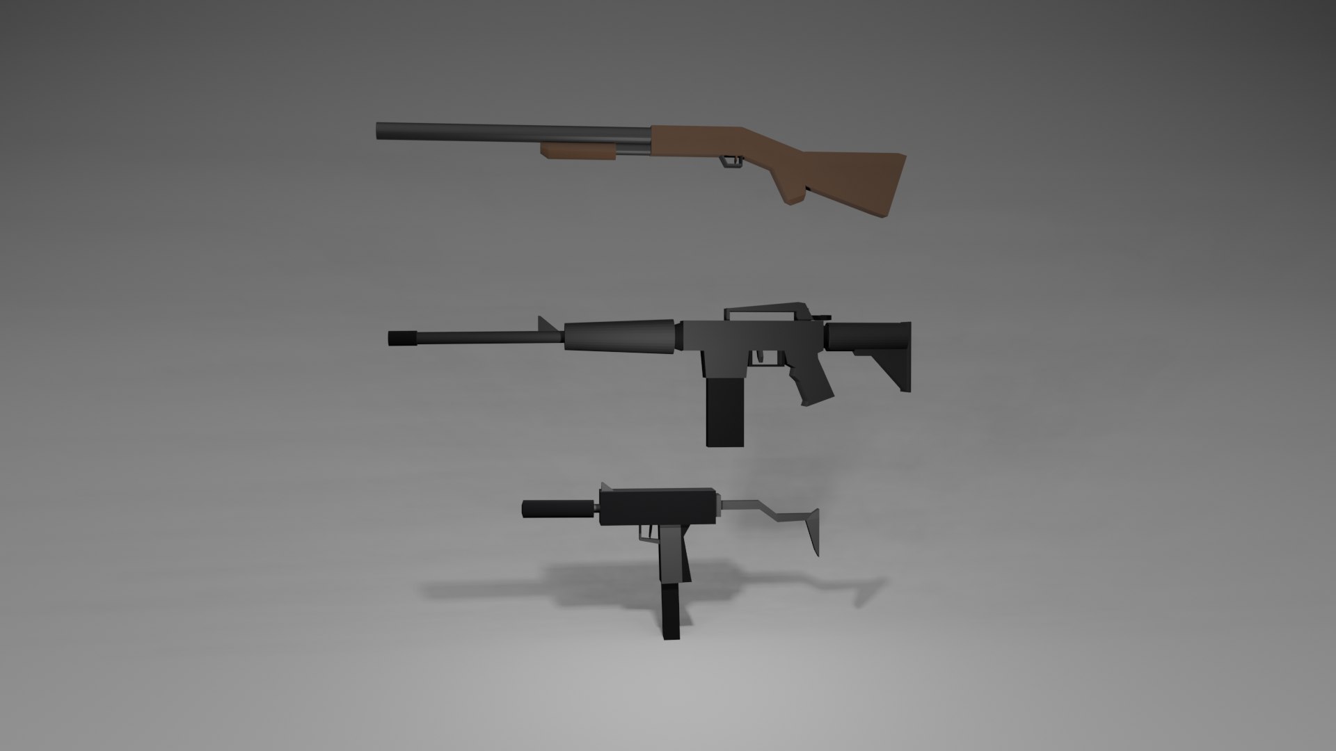 3D Game Ready Lowpoly Pack Of 3 Guns - TurboSquid 1970216