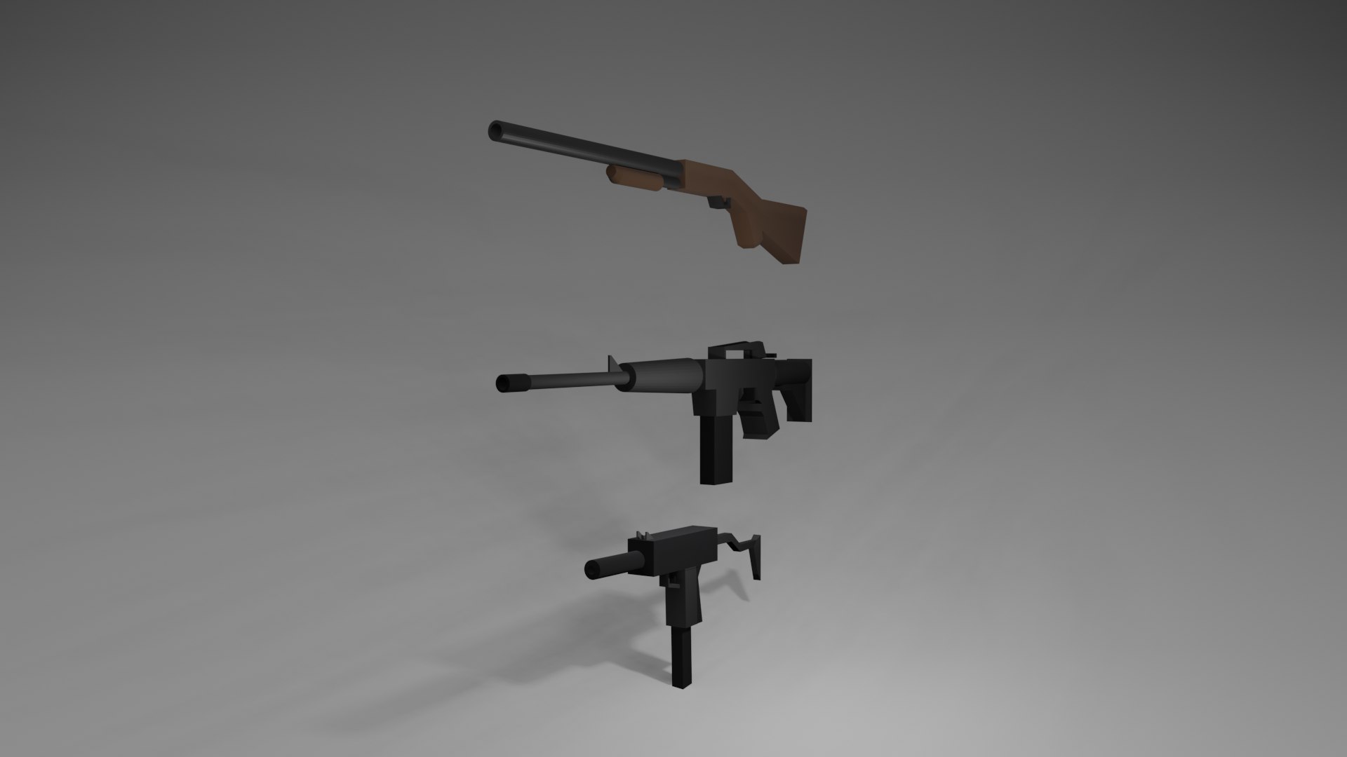 3D Game Ready Lowpoly Pack Of 3 Guns - TurboSquid 1970216
