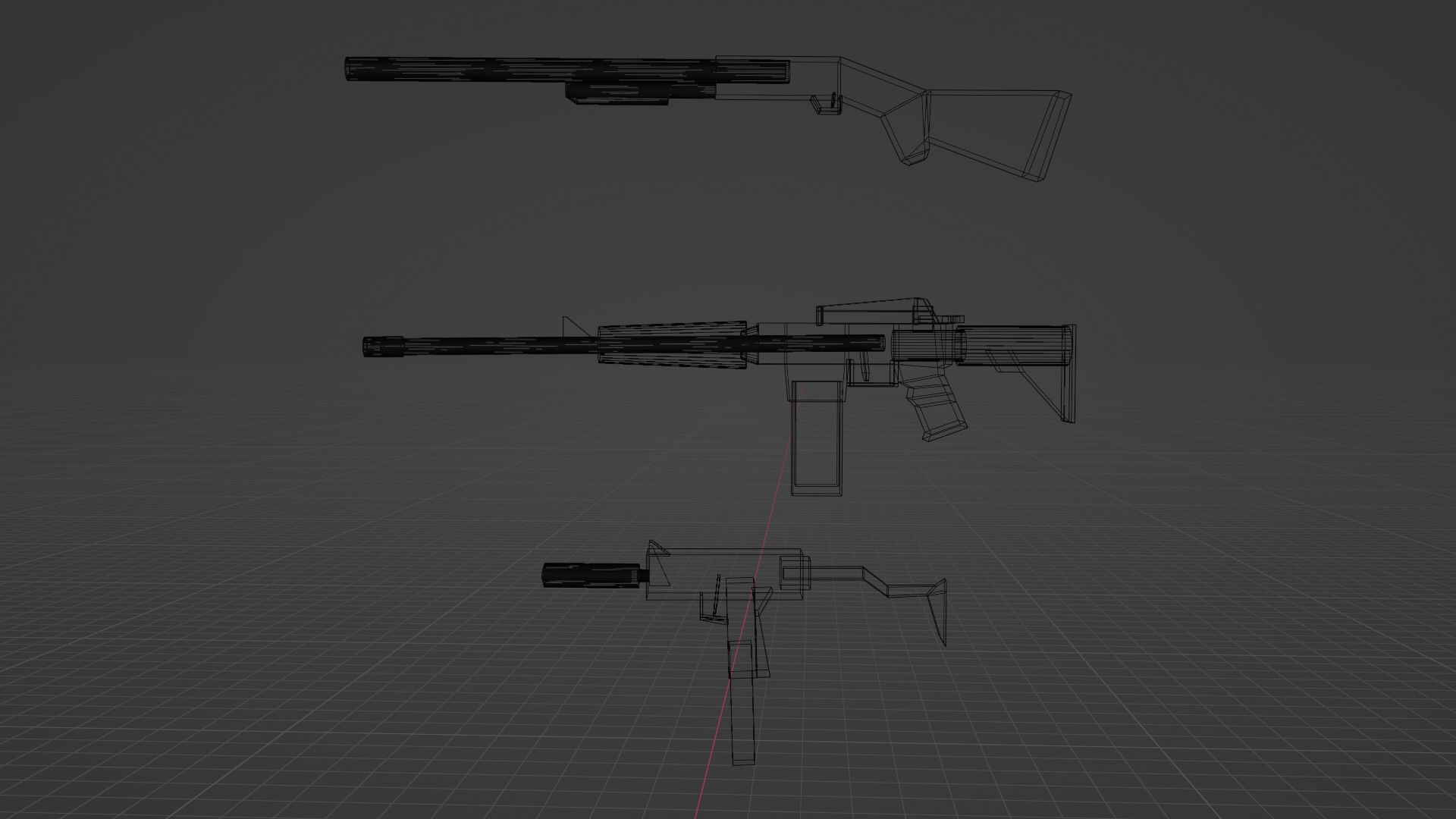 3D Game Ready Lowpoly Pack Of 3 Guns - TurboSquid 1970216