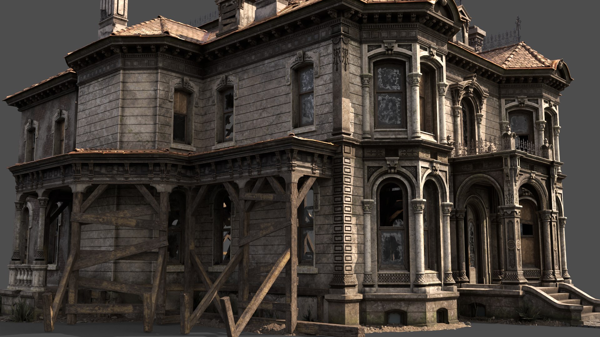 3D Old House Victorian Abandoned - TurboSquid 2220713