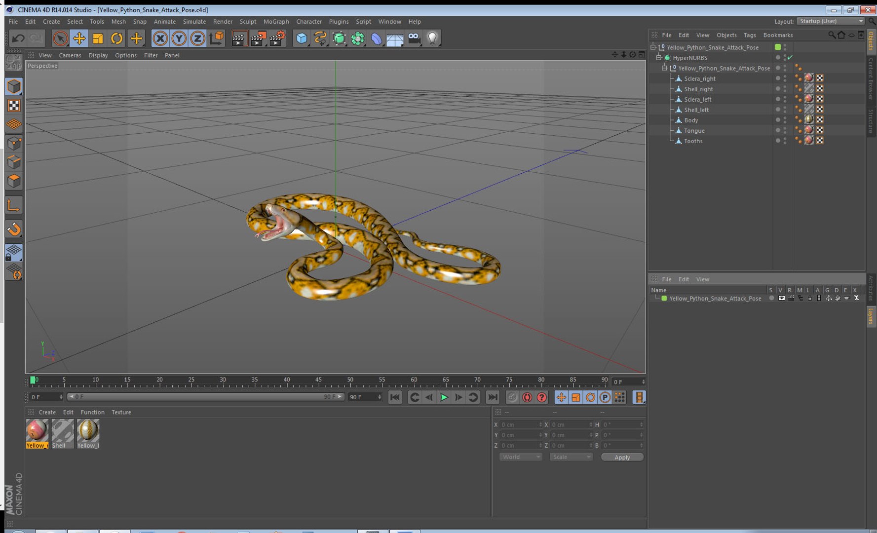 3D yellow python snake attack - TurboSquid 1412938