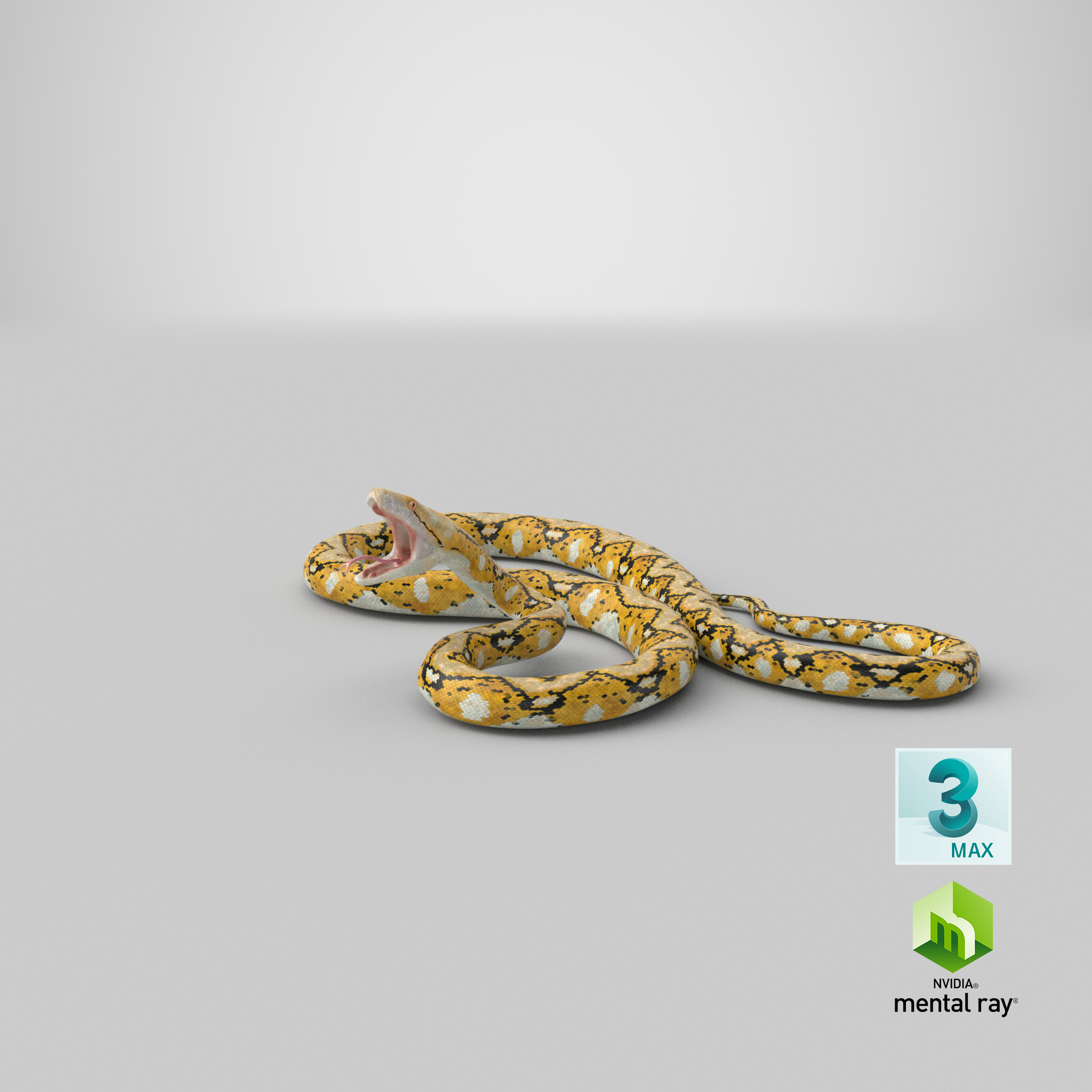 3D yellow python snake attack - TurboSquid 1412938