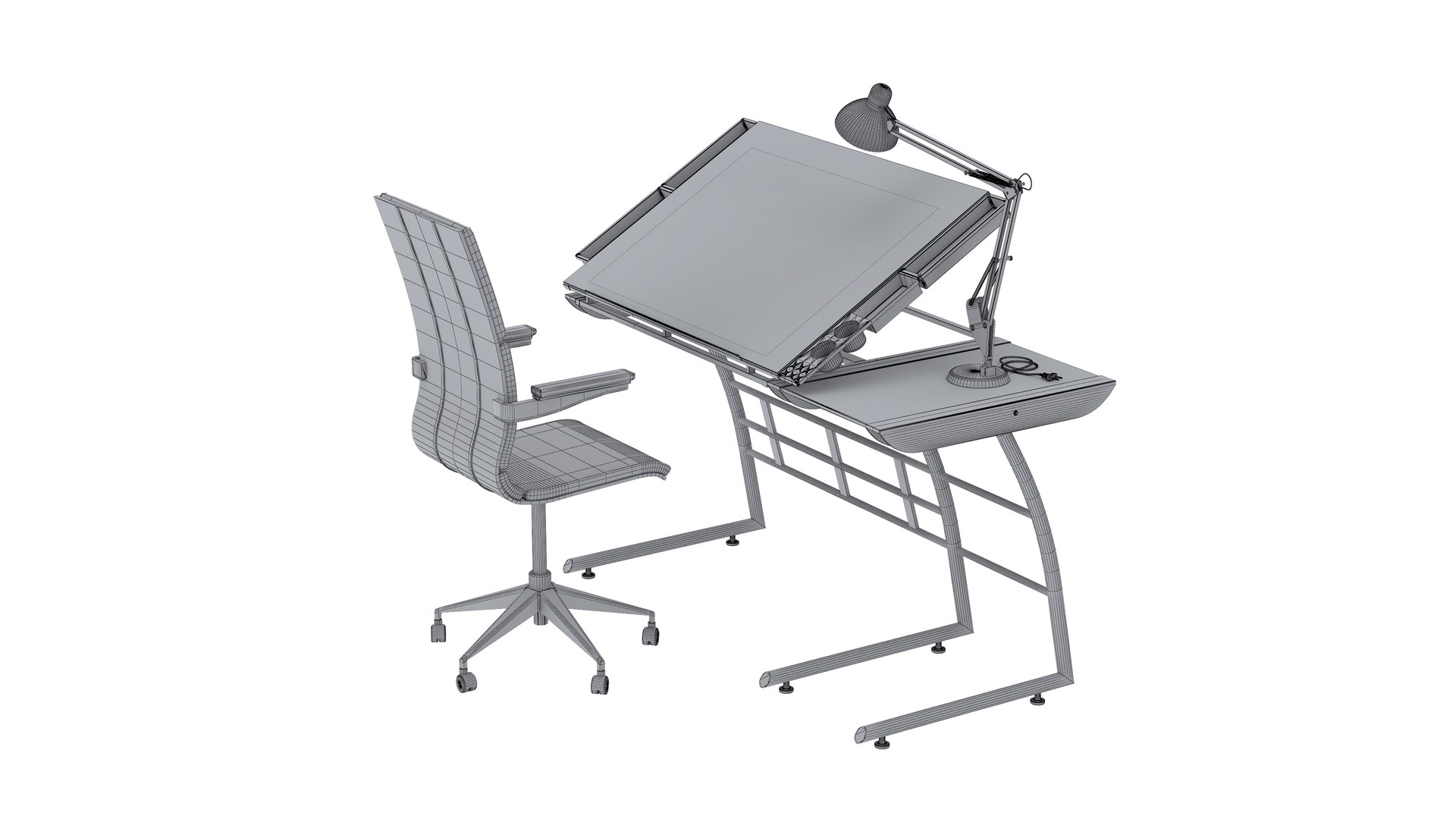 3D Drawing Table With Office Chair - TurboSquid 2317474
