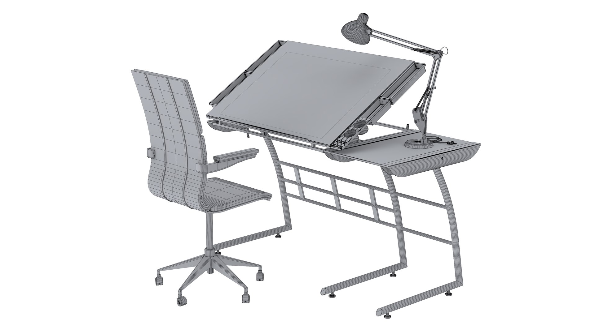 3D Drawing Table With Office Chair - TurboSquid 2317474