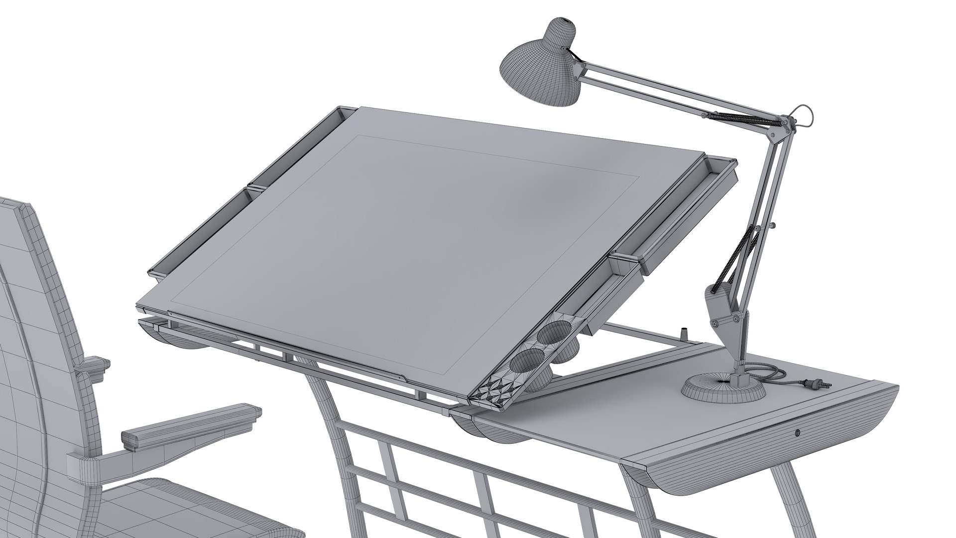 3D Drawing Table With Office Chair - TurboSquid 2317474