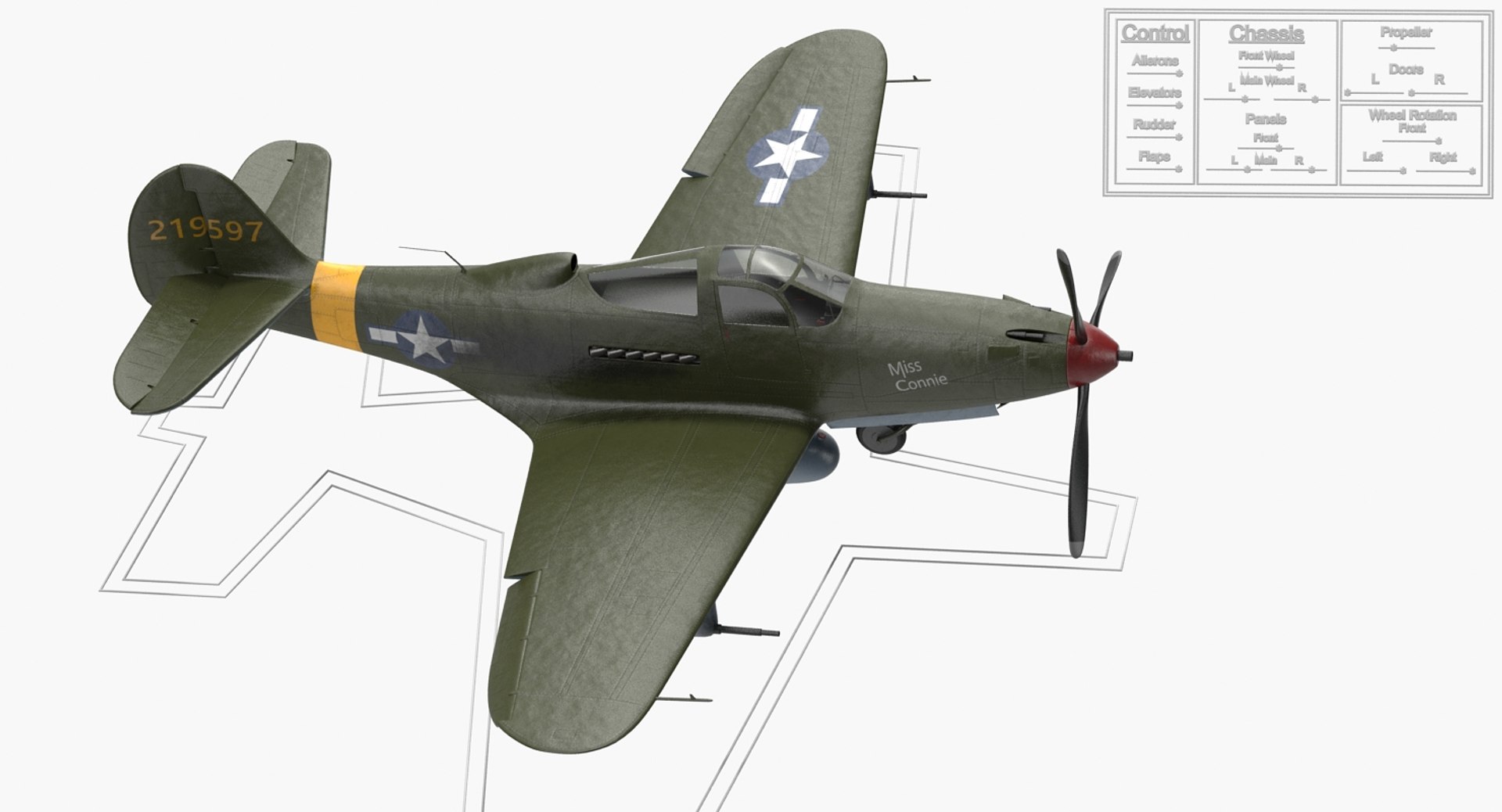 3D american wwii fighter aircraft model - TurboSquid 1159023