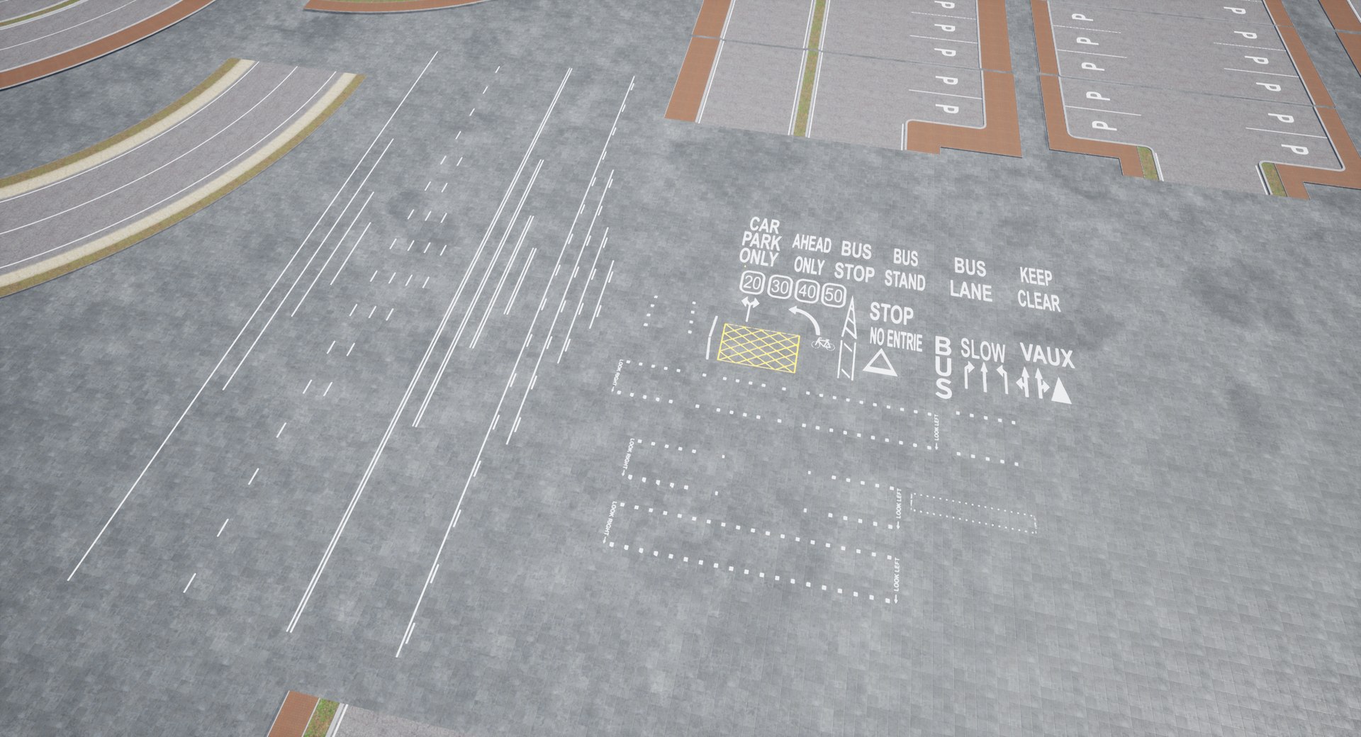 3D Road Markings Highway Streets and Construction Roads model ...