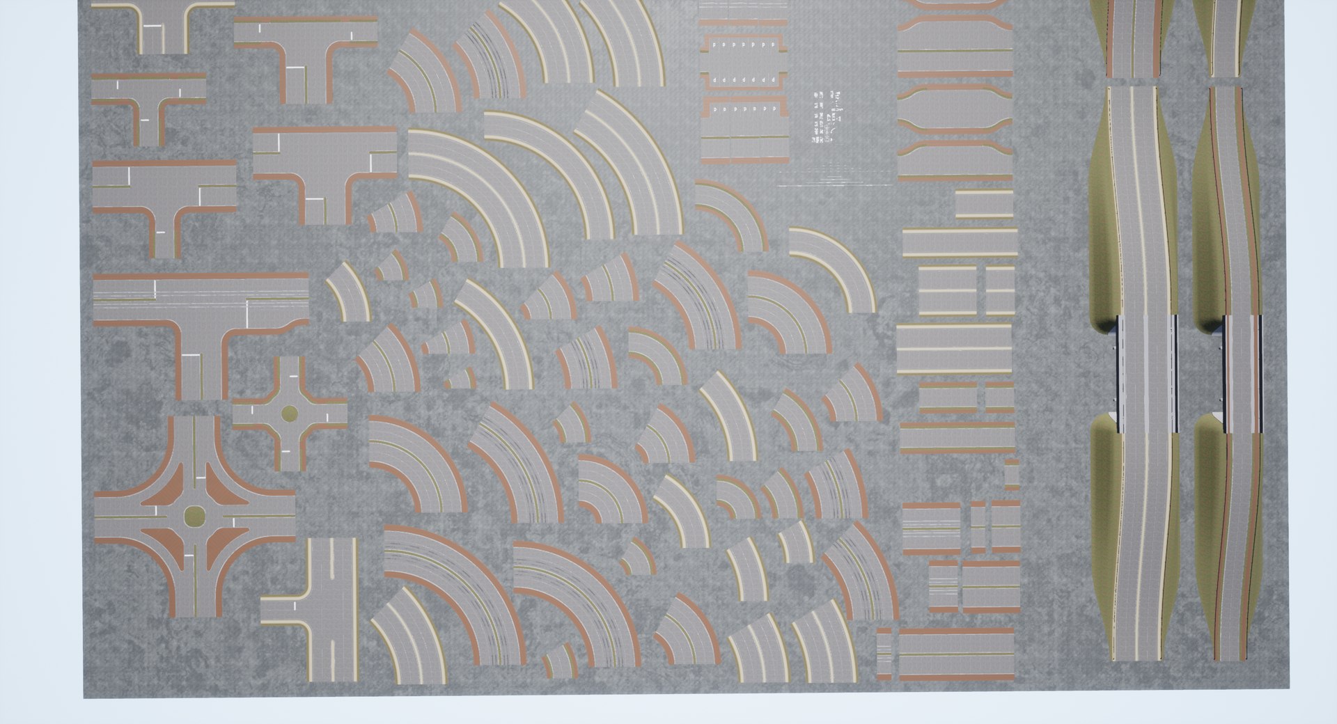 3D Road Markings Highway Streets and Construction Roads model ...