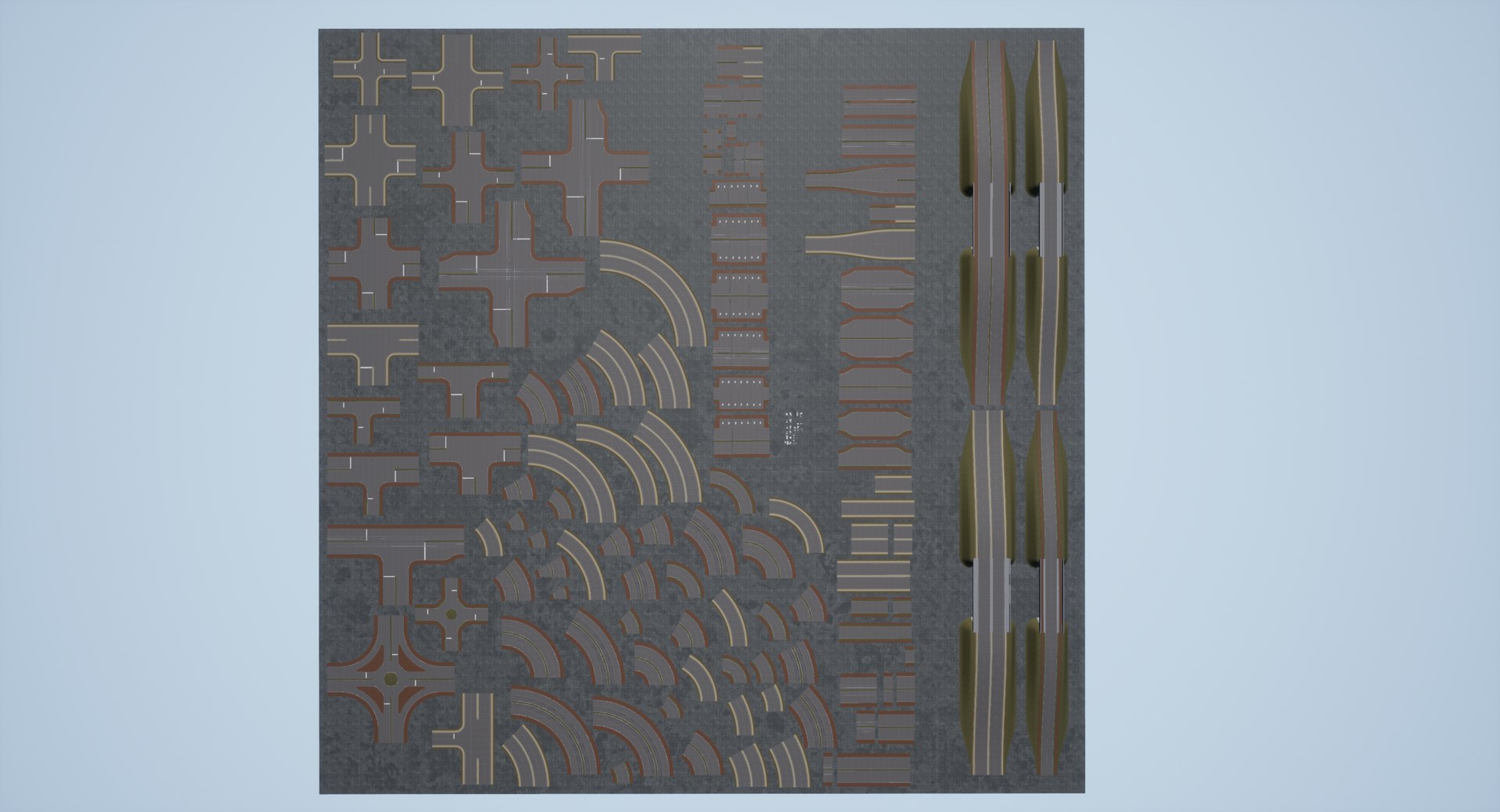 3D Road Markings Highway Streets and Construction Roads model ...