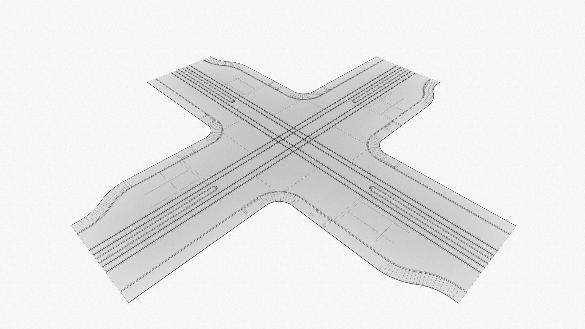 3D Road Markings Highway Streets and Construction Roads model ...