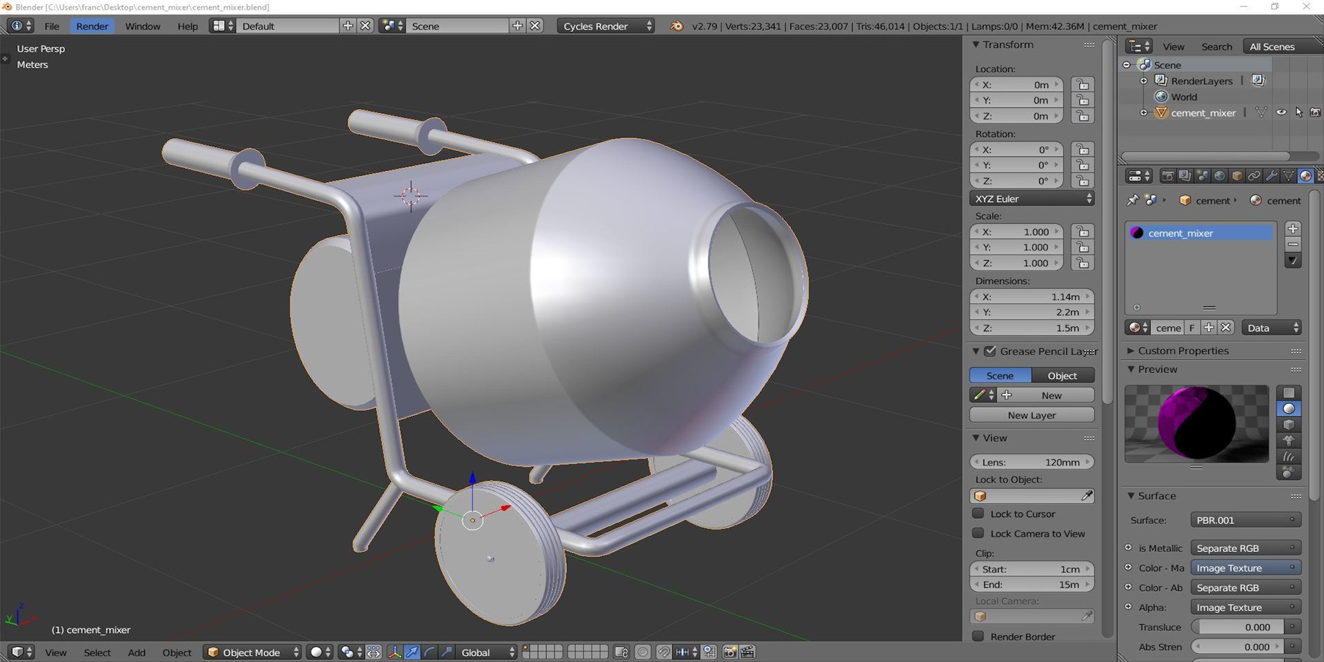 cement mixer 3d model