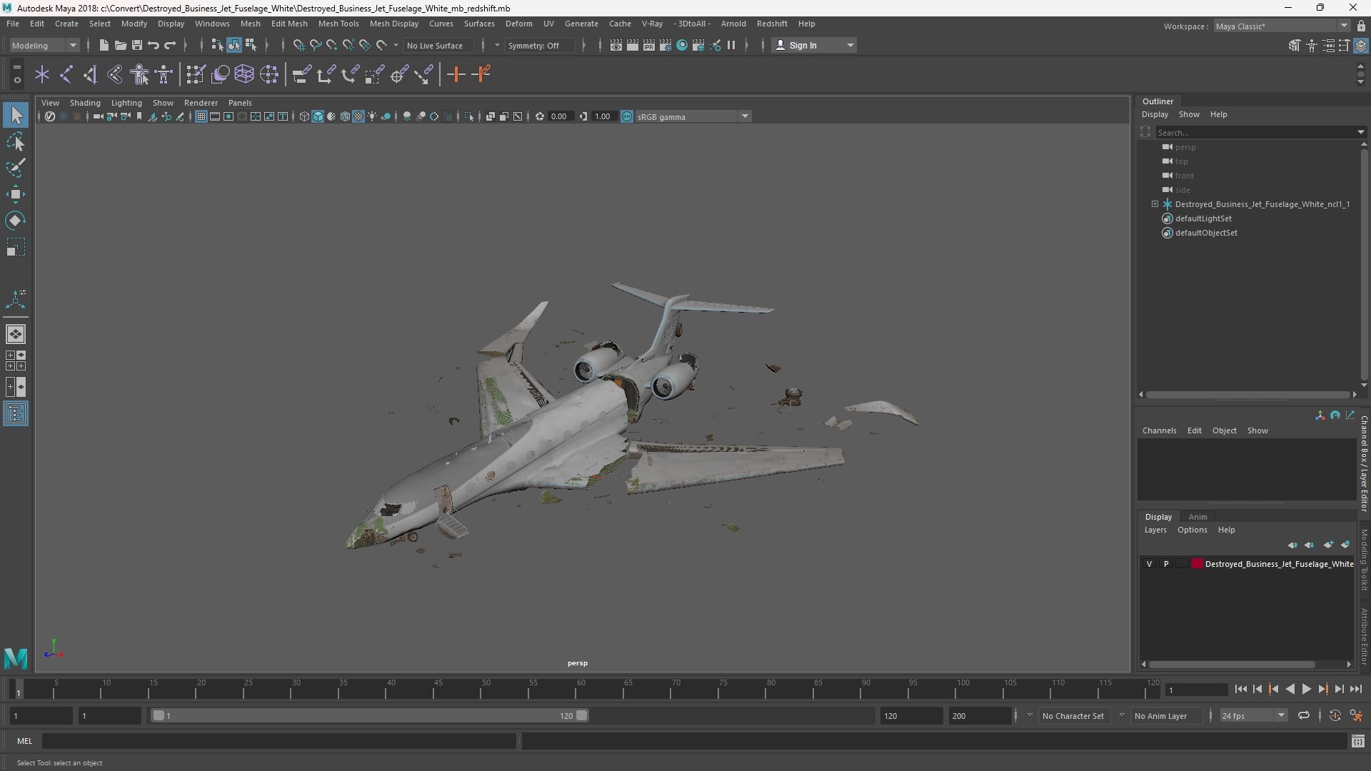 3D Model Destroyed Business Jet Fuselage White - TurboSquid 2447934