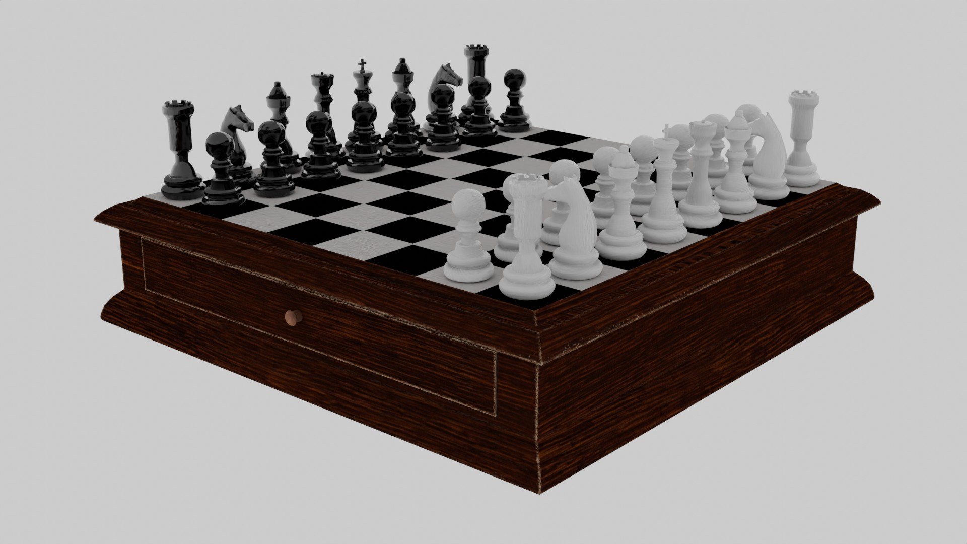 High Poly Wooden Chess Set 3D model - TurboSquid 2059008